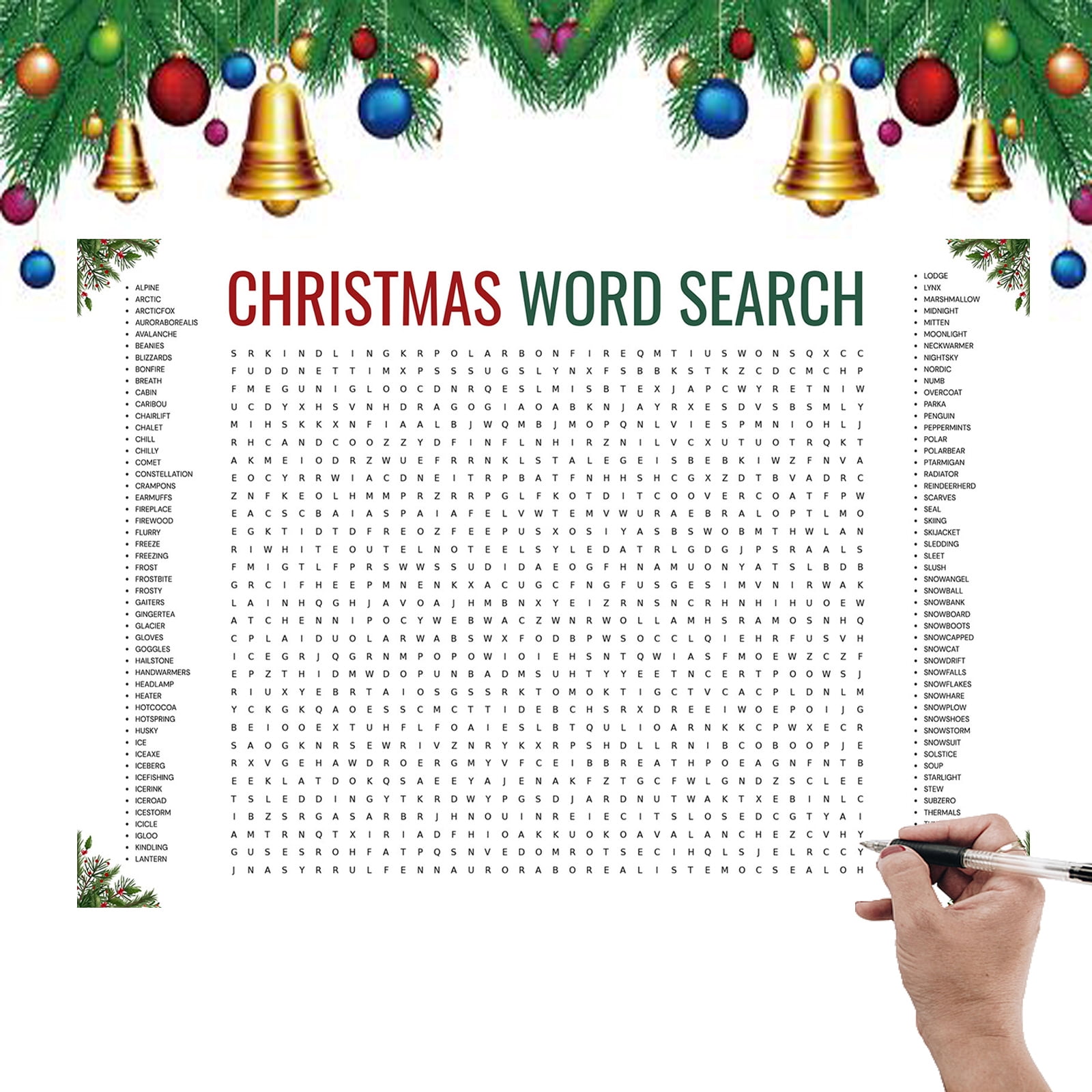 Jumbo Christmas Word Search Poster, Giant 32X20" Wall Game, Large ...