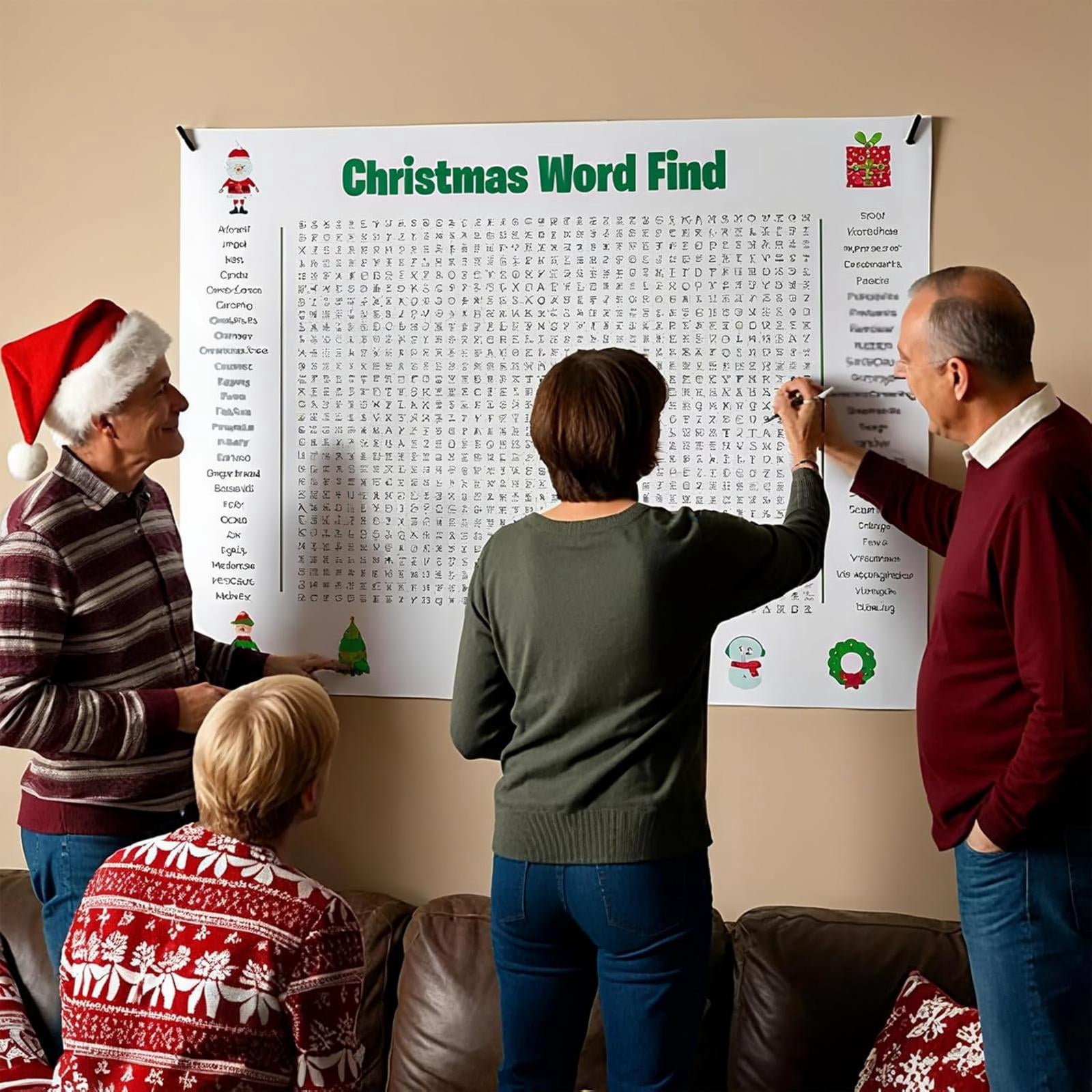 Jumbo Christmas Word Search Poster – Giant 36"x24" Wall Game, Holiday ...