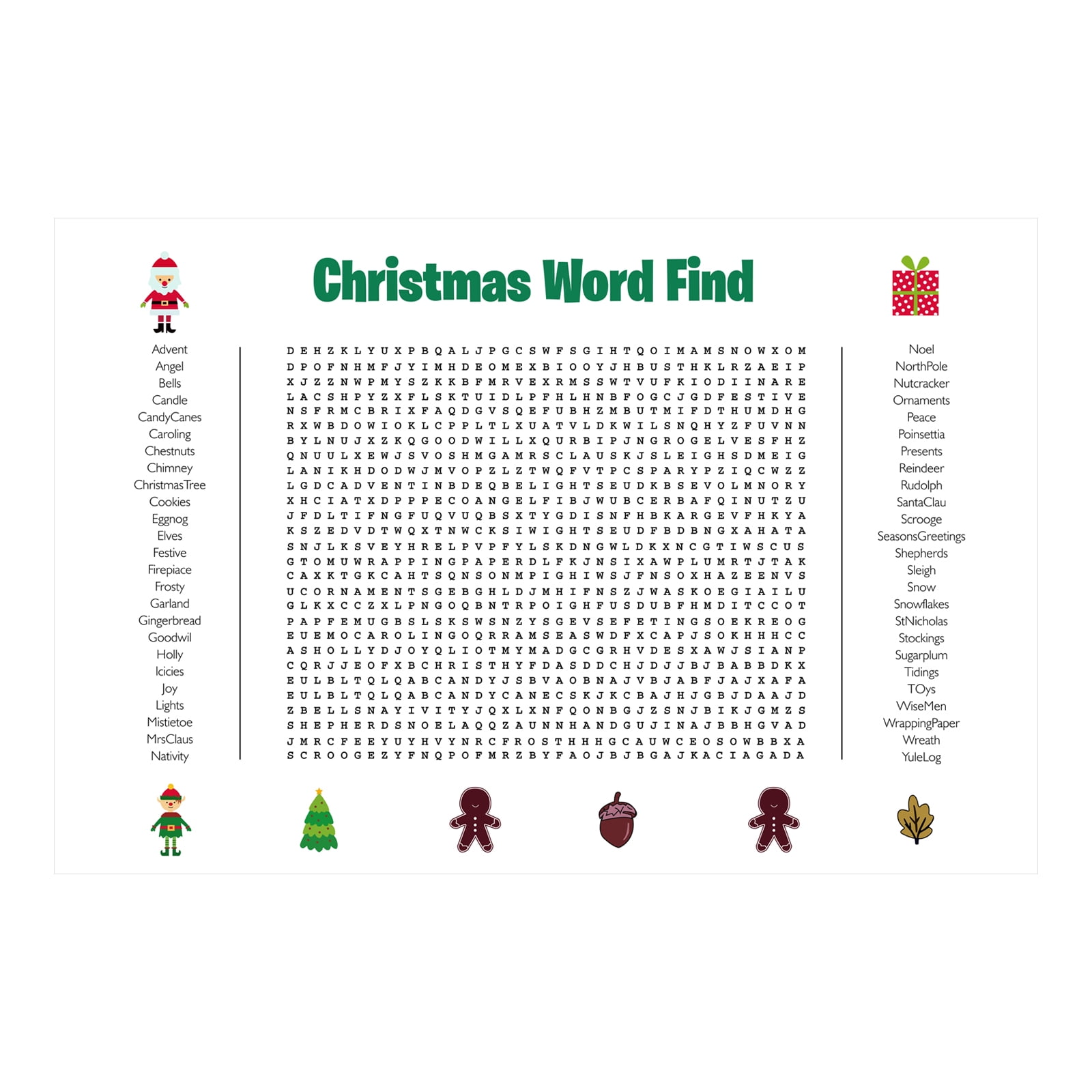 Jumbo Christmas Word Search Poster – Giant 36"x24" Wall Game, Poster ...