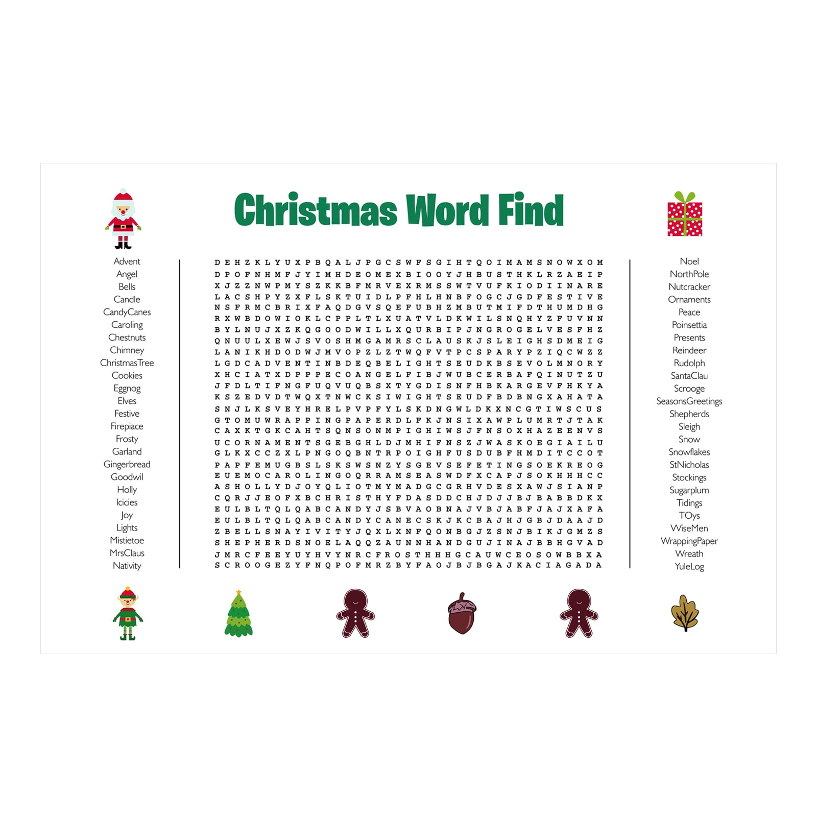 Jumbo Christmas Word Search Poster, Giant Christmas Word Search Puzzle ...