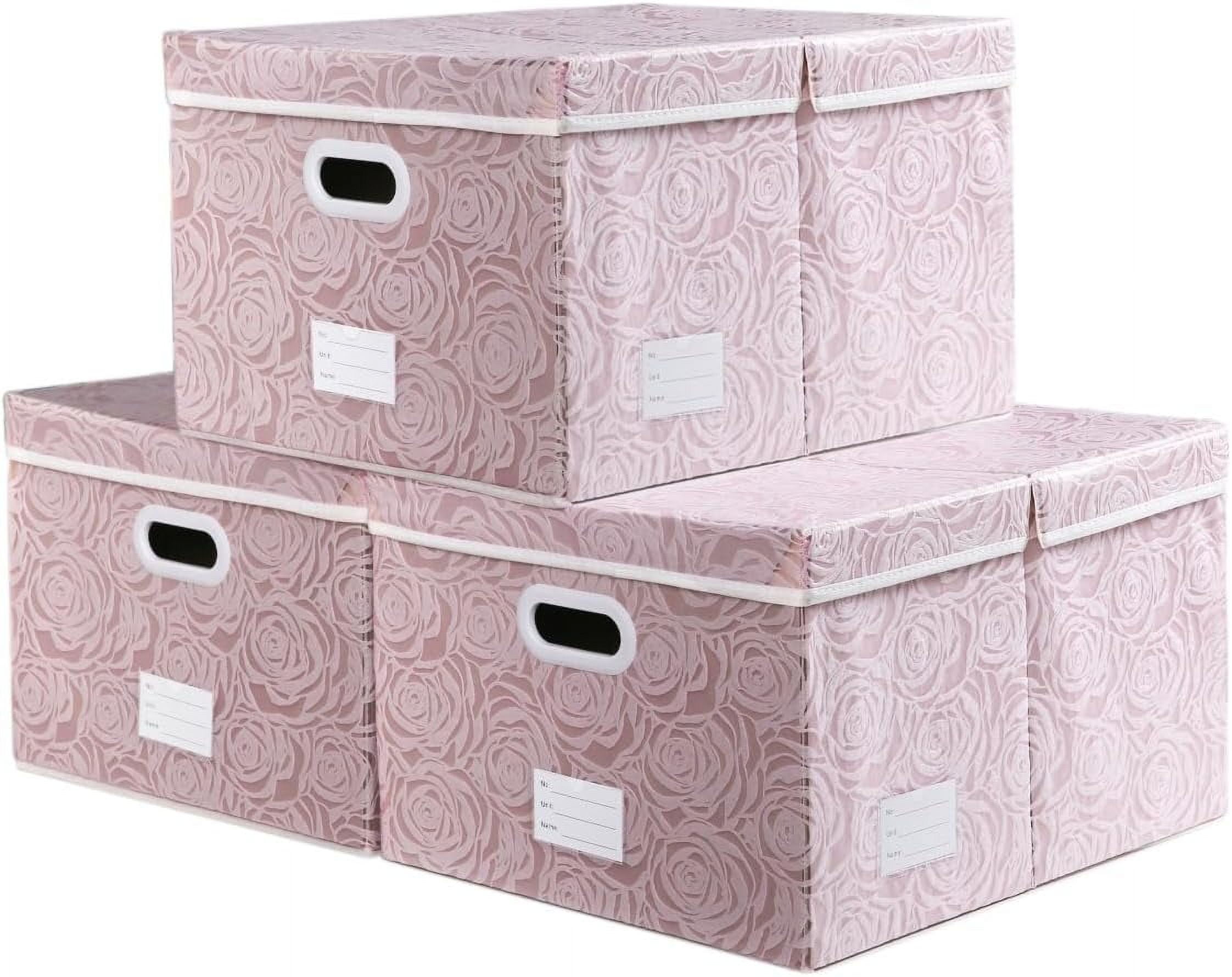 Jumbo Collapsible Storage Boxes with Lids Fabric Decorative Storage ...