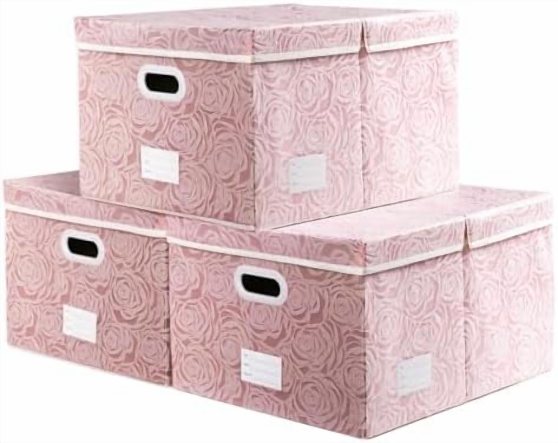 Jumbo Collapsible Storage Boxes with Lids Fabric Decorative Storage ...