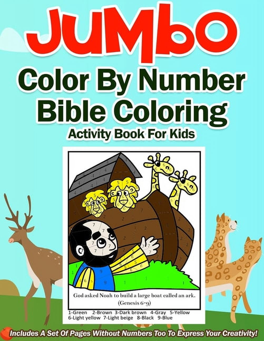 Jumbo Color By Number Bible Coloring Activity Book For Kids : Includes ...
