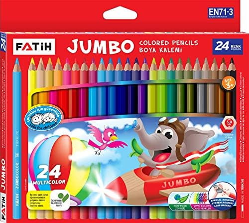 Jumbo Colored Pencils | Set of 24 | with X Big Pencil Sharpener | Pre ...