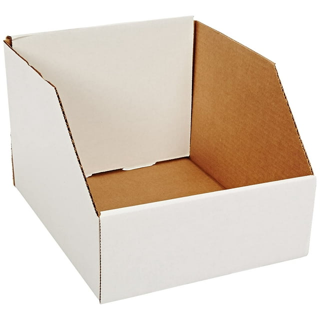 Cardboard Storage Bins, 10"x 12"x 8", White, Pack of 25, for Warehouse ...