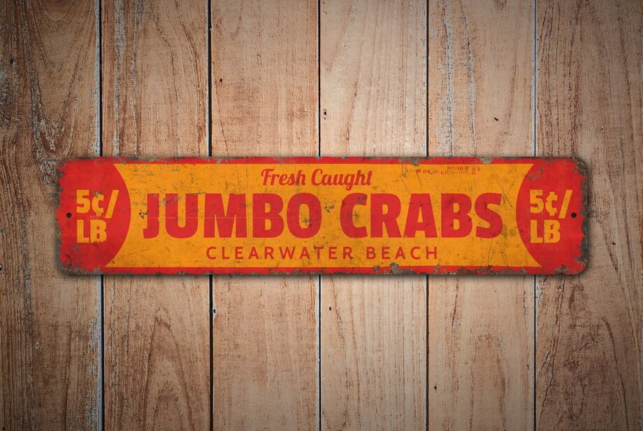 Jumbo Crabs Sign Fresh Water Crab Vintage Style Sign Crab Restaurant ...