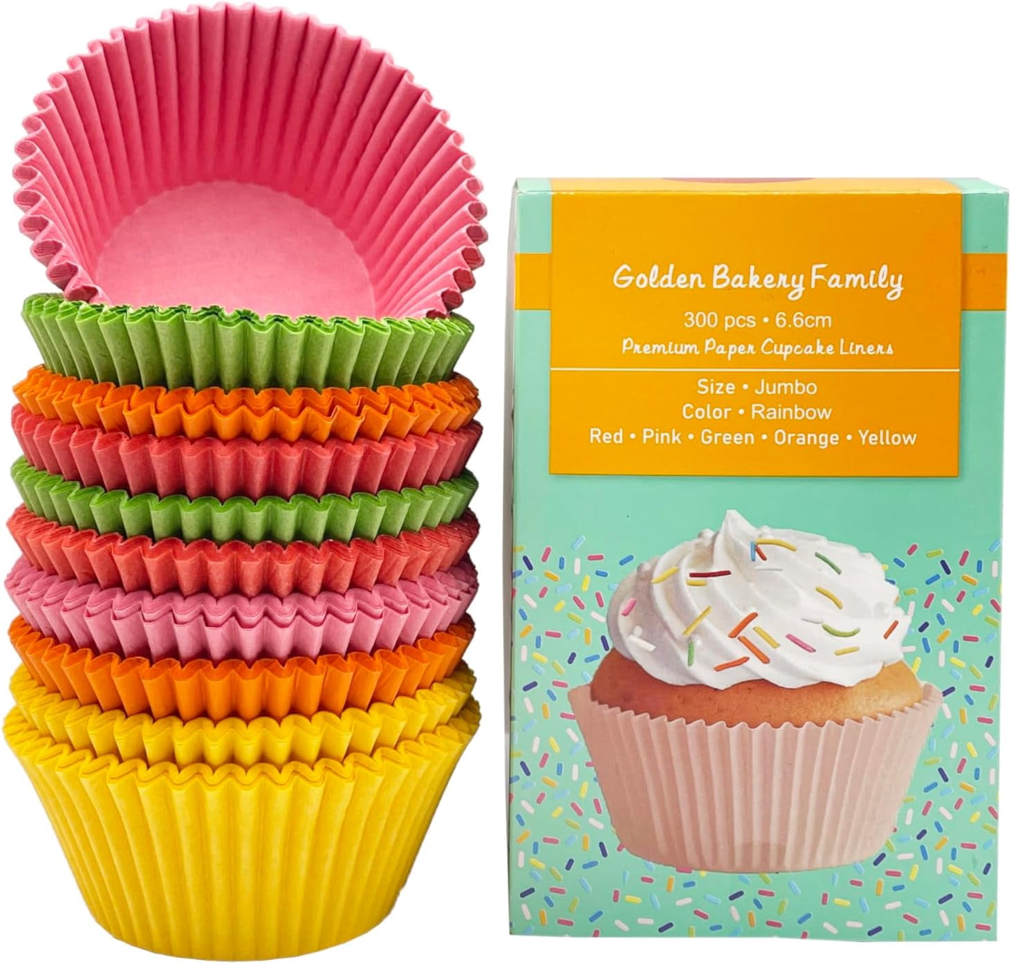 Jumbo Cupcake Liners 300 pcs Rainbow Muffin Liners No Smell,Food&Grade ...