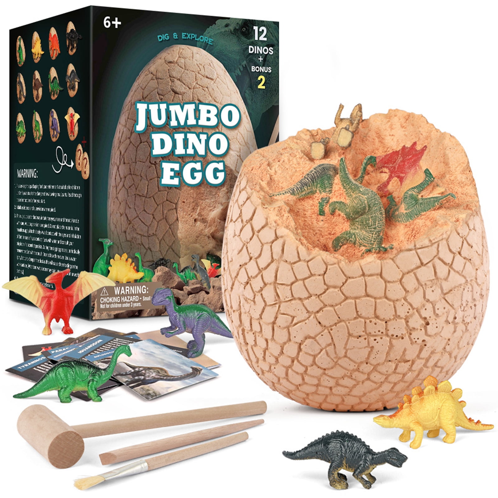 Jumbo Dinosaur Egg Toys for Kids- 3D Dinosaur Fossil Egg Digging Kit ...