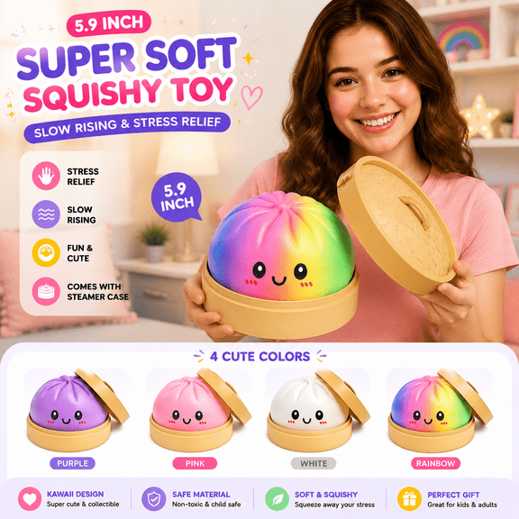 Giant Dumpling Stress Ball for Kids Adults, 4/6/10 Inch Jumbo Squeeze ...