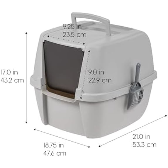 Jumbo Enclosed Cat Litter Box with Front Door Flap and Scoop, Covered ...