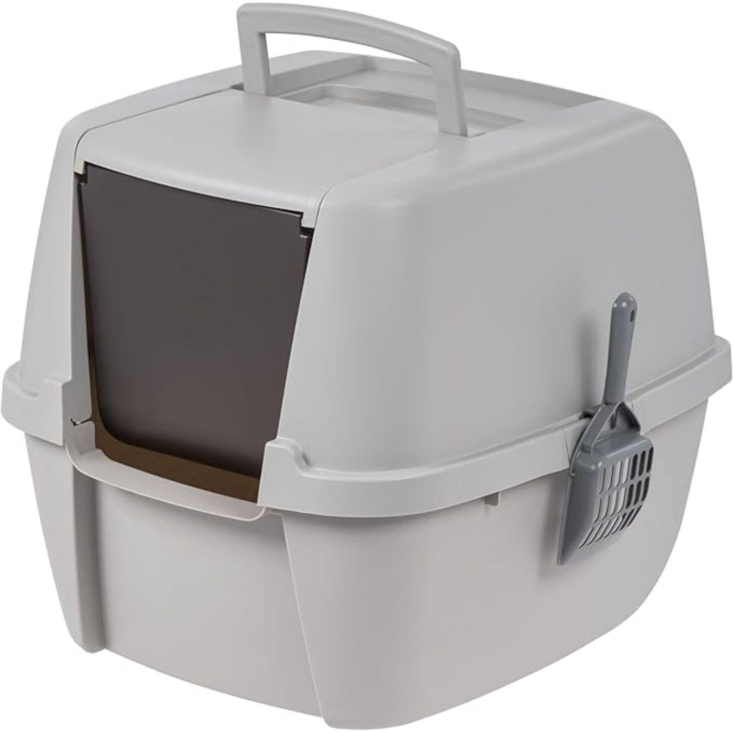 Jumbo Enclosed Cat Litter Box with Front Door Flap and Scoop, Covered ...