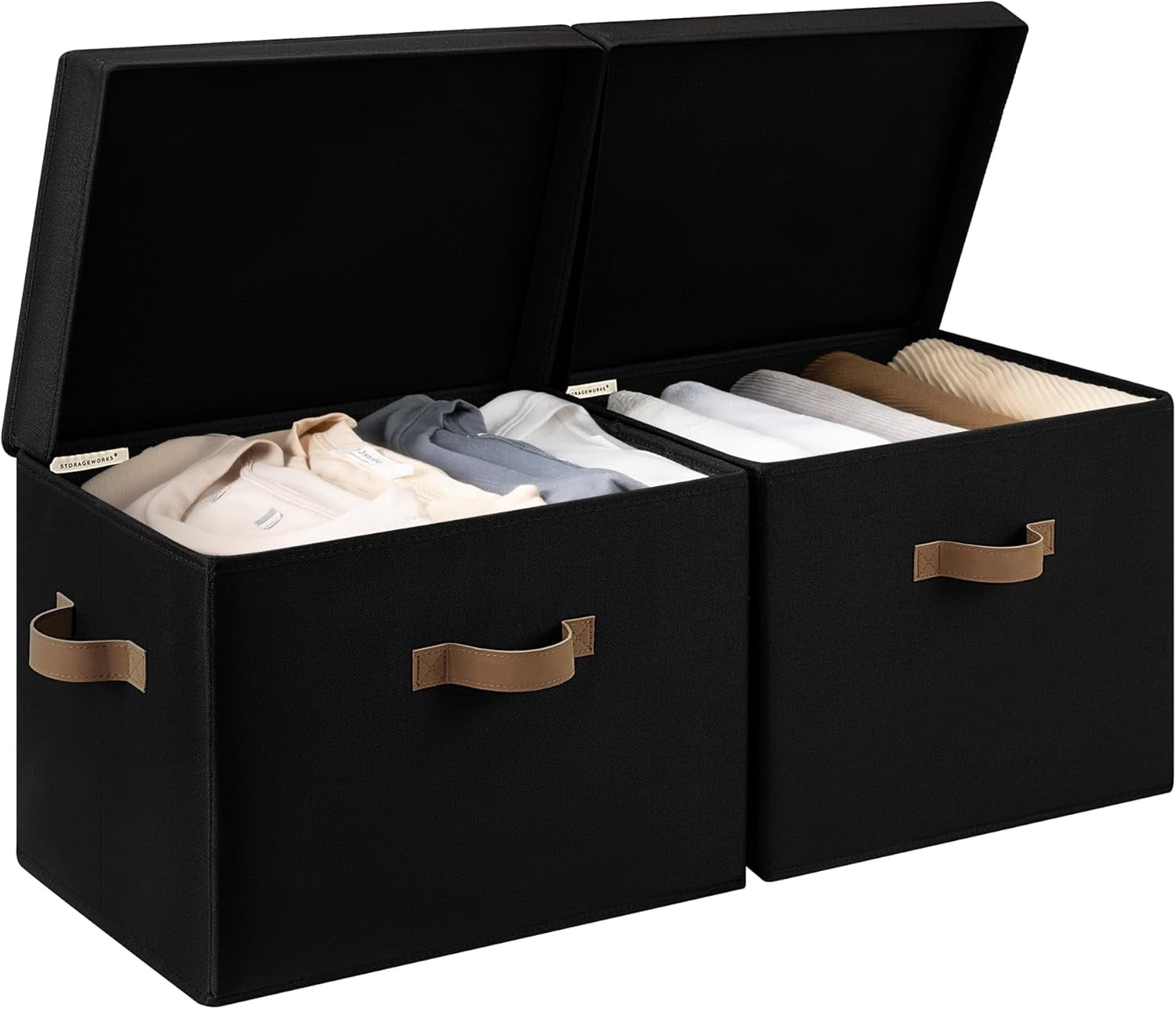 Jumbo Fabric Storage Bins with Lid, Decorative Shelf Organizers for ...