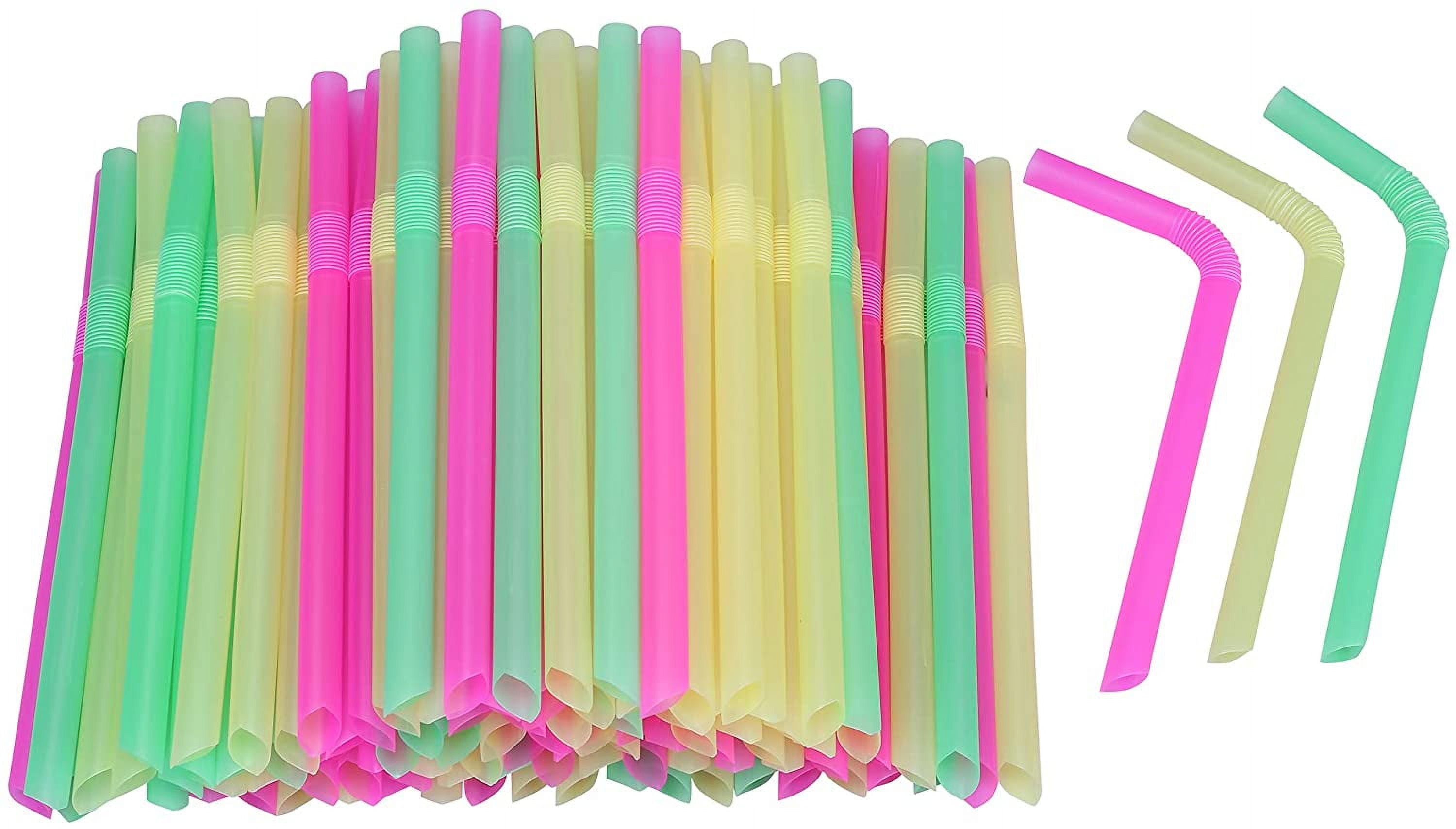 Jumbo Flexible Smoothie Plastic Straws, 100 Pcs Assorted Colors Large ...
