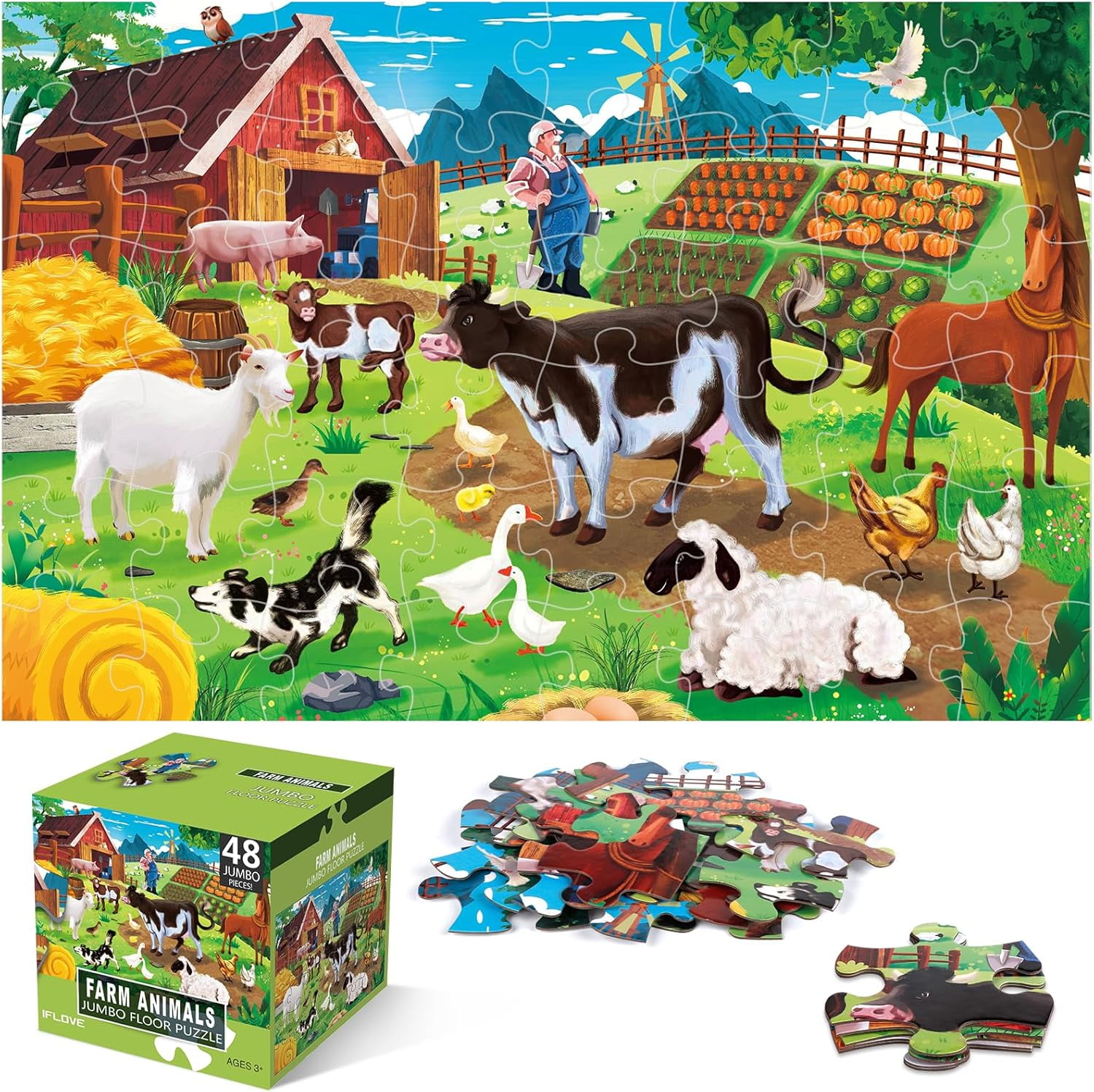 Jumbo Floor Puzzle for Kids Animal Jigsaw Large Puzzles 48 Piece Ages 3 ...
