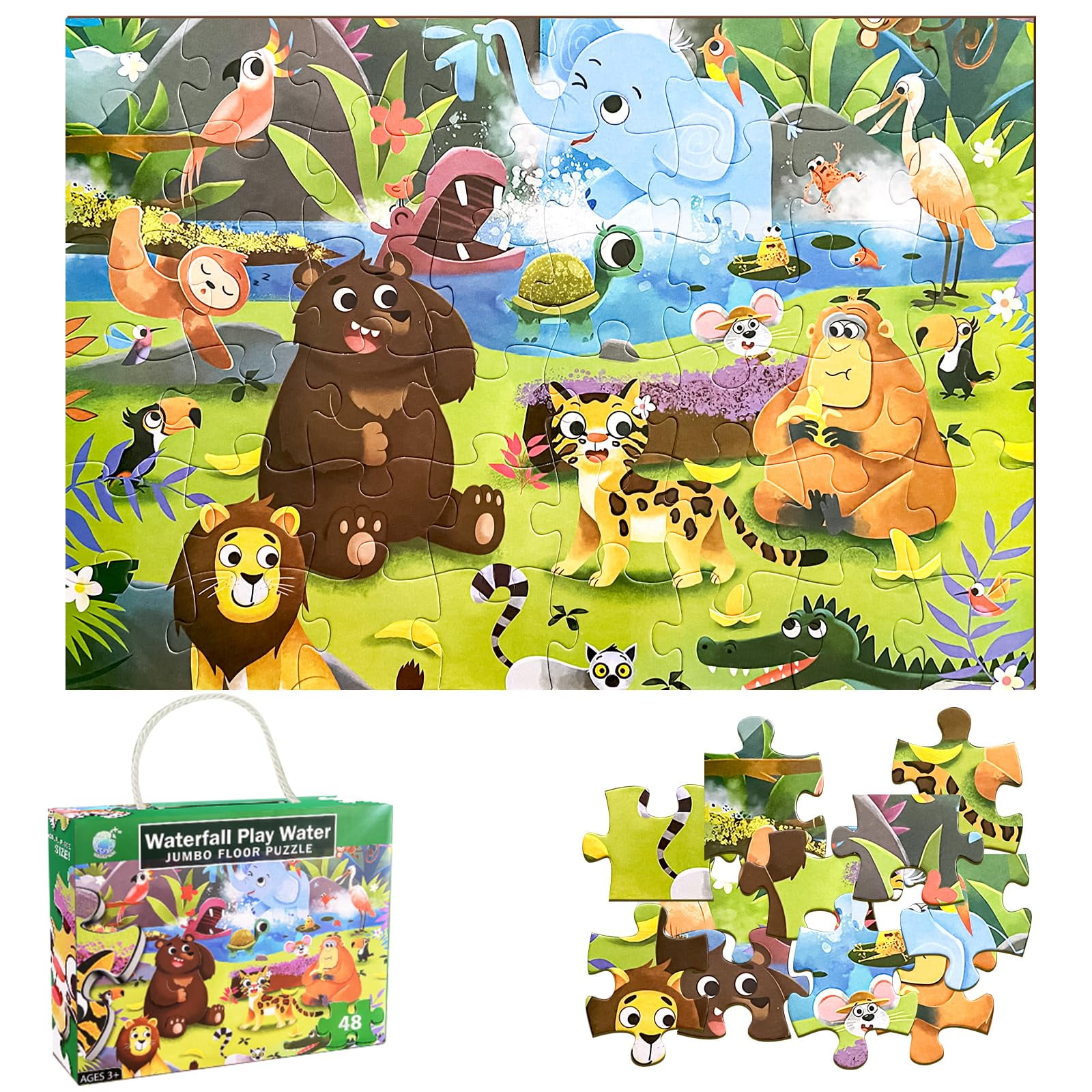 Jumbo Floor Puzzle for TSF6 Kids, Dinosaur Puzzle for Kids Ages 4-8, 48pcs Jigsaw Puzzle for ...