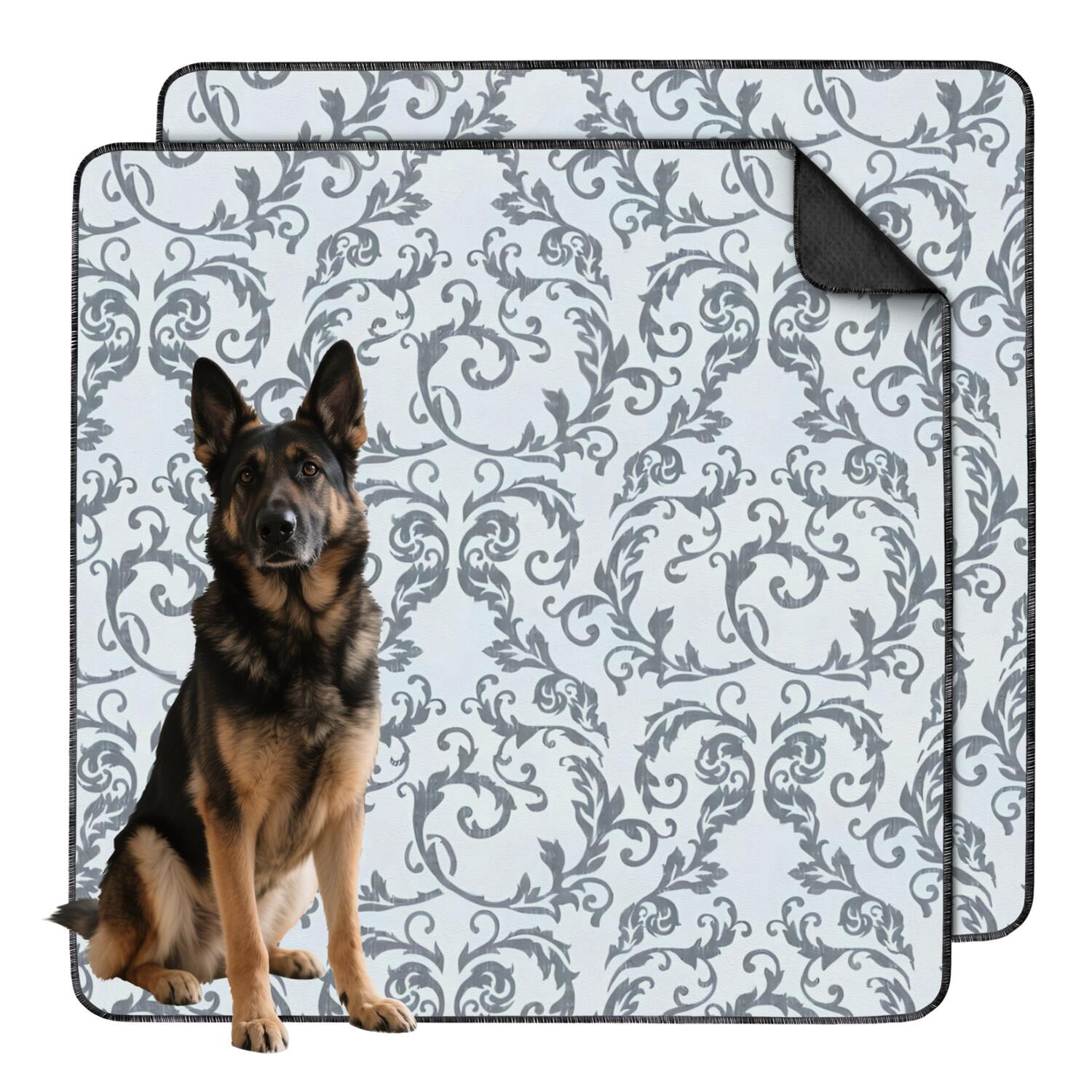 Jumbo Floral Pattern Washable Dog Mats 2-Count, 48x48 Inch Reusable ...