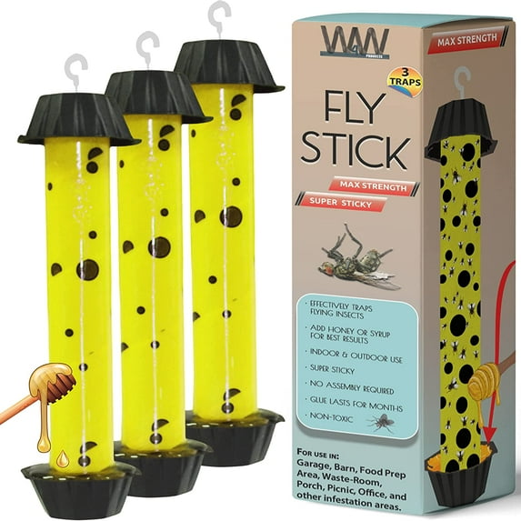 , Jumbo Fly Stick- Super Sticky Fly Trap, Bugs Flies & Insects (3 Traps ...