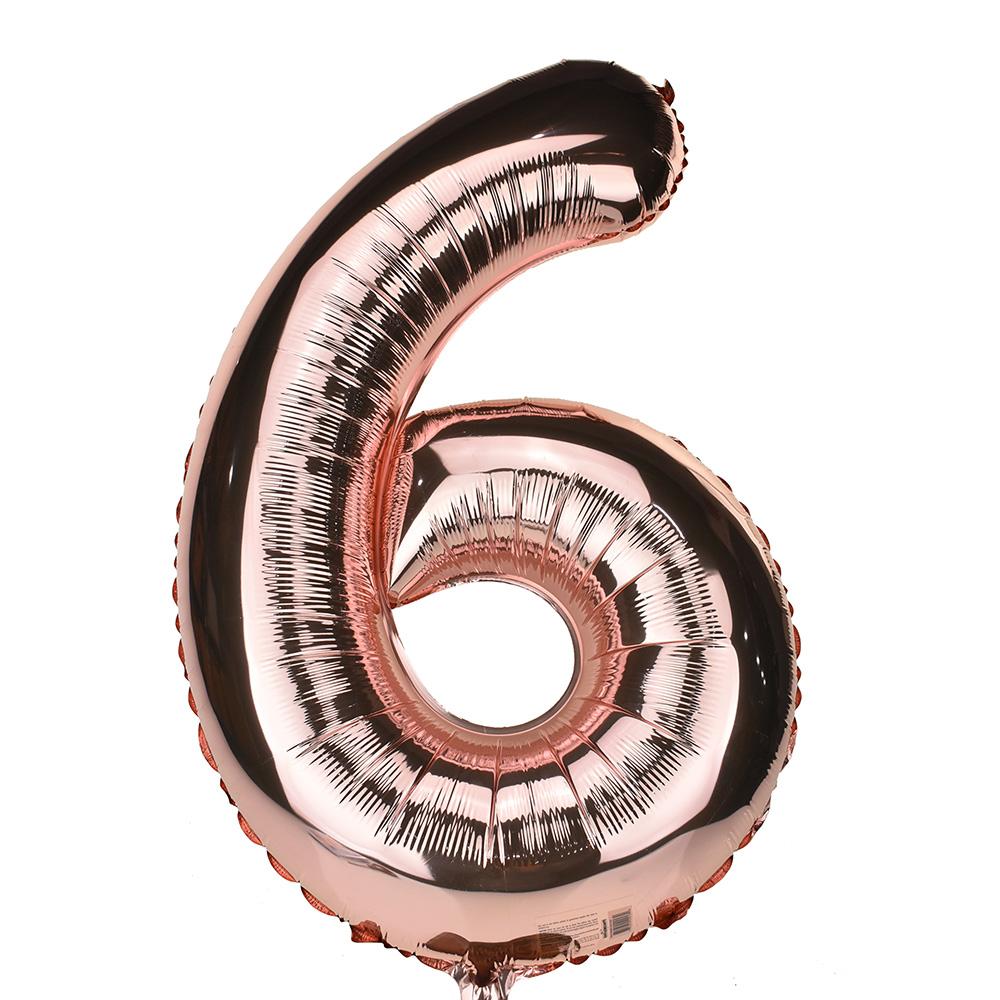 Jumbo Foil Number 6 Balloon, Rose Gold, 34-Inch - Walmart.com