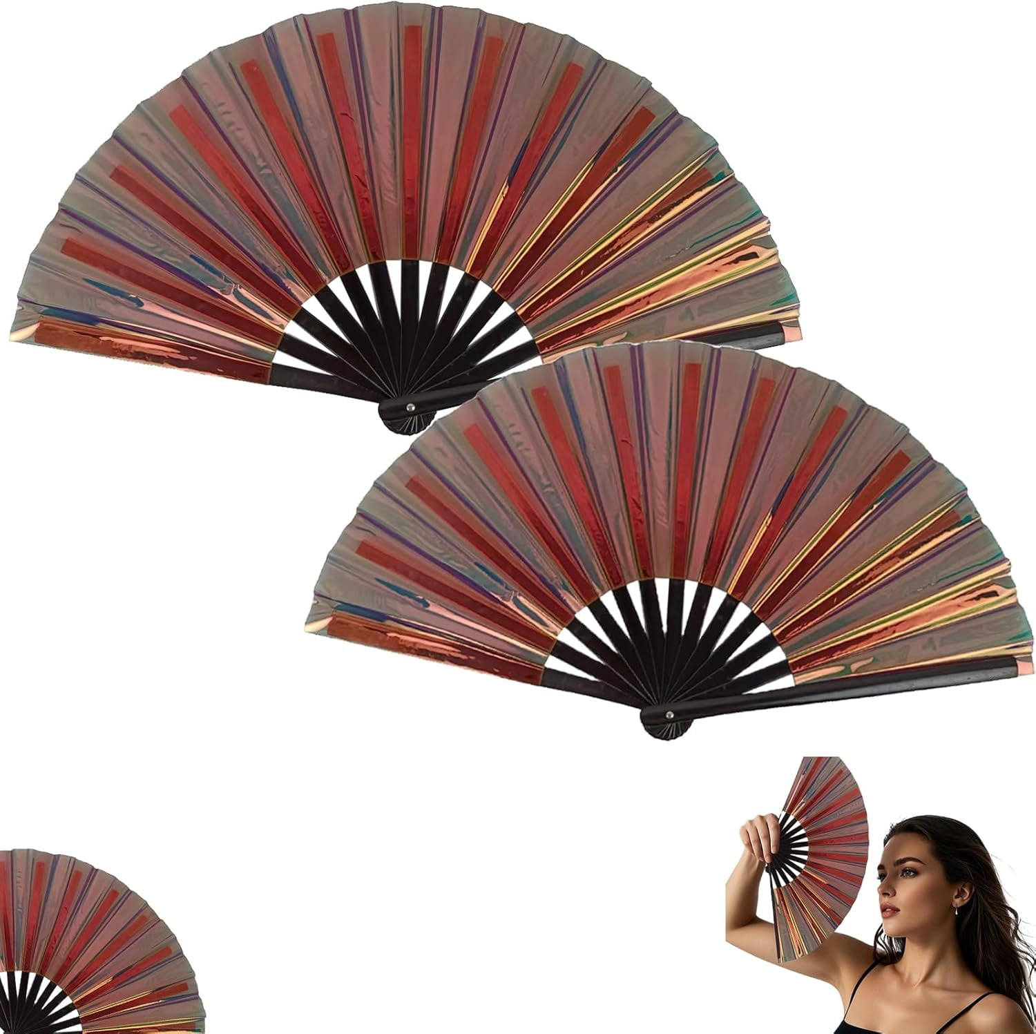 Jumbo Folding Line Dance Fan 2025 - Laser Color Changing Handheld Fan ...