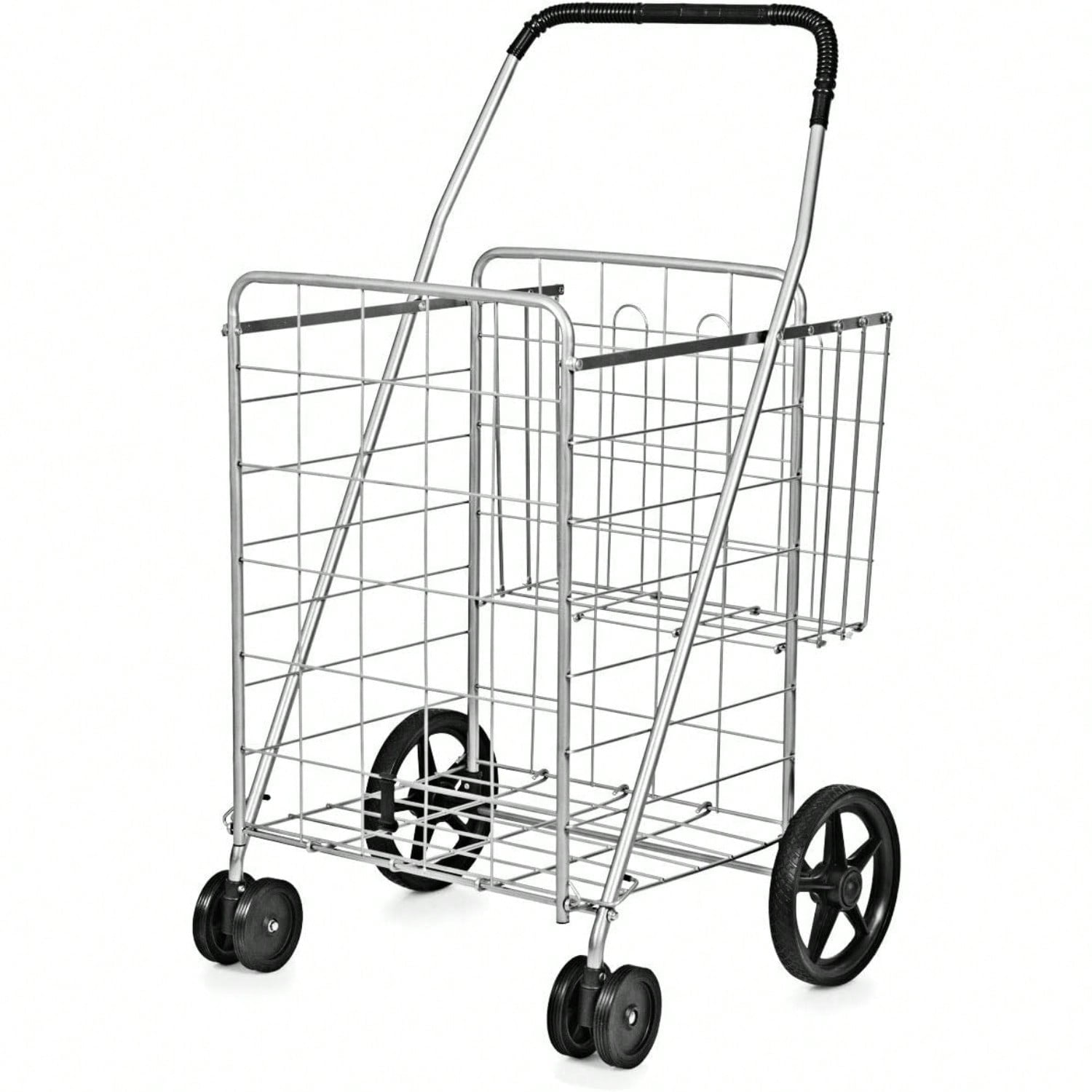 Jumbo Folding Shopping Cart with Rolling Swivel Wheels, Foldable ...