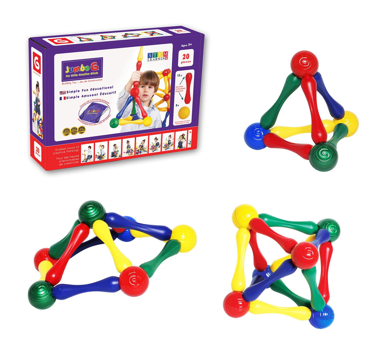 Jumbo G Magnetic Building Toy - 20 Pieces - Walmart.com
