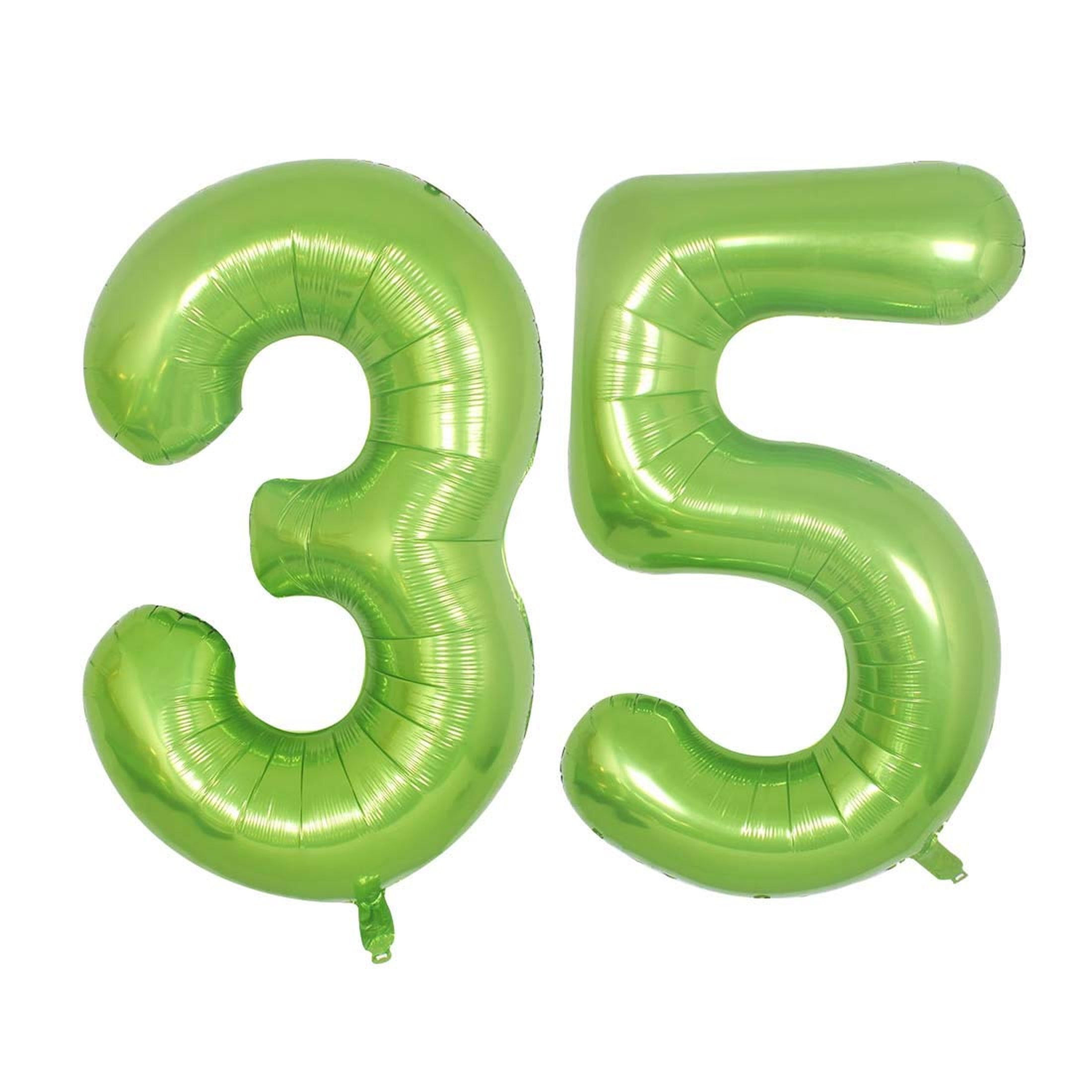 Jumbo Green Number Balloons - 35th Birthday Decoration Kit for Women or ...