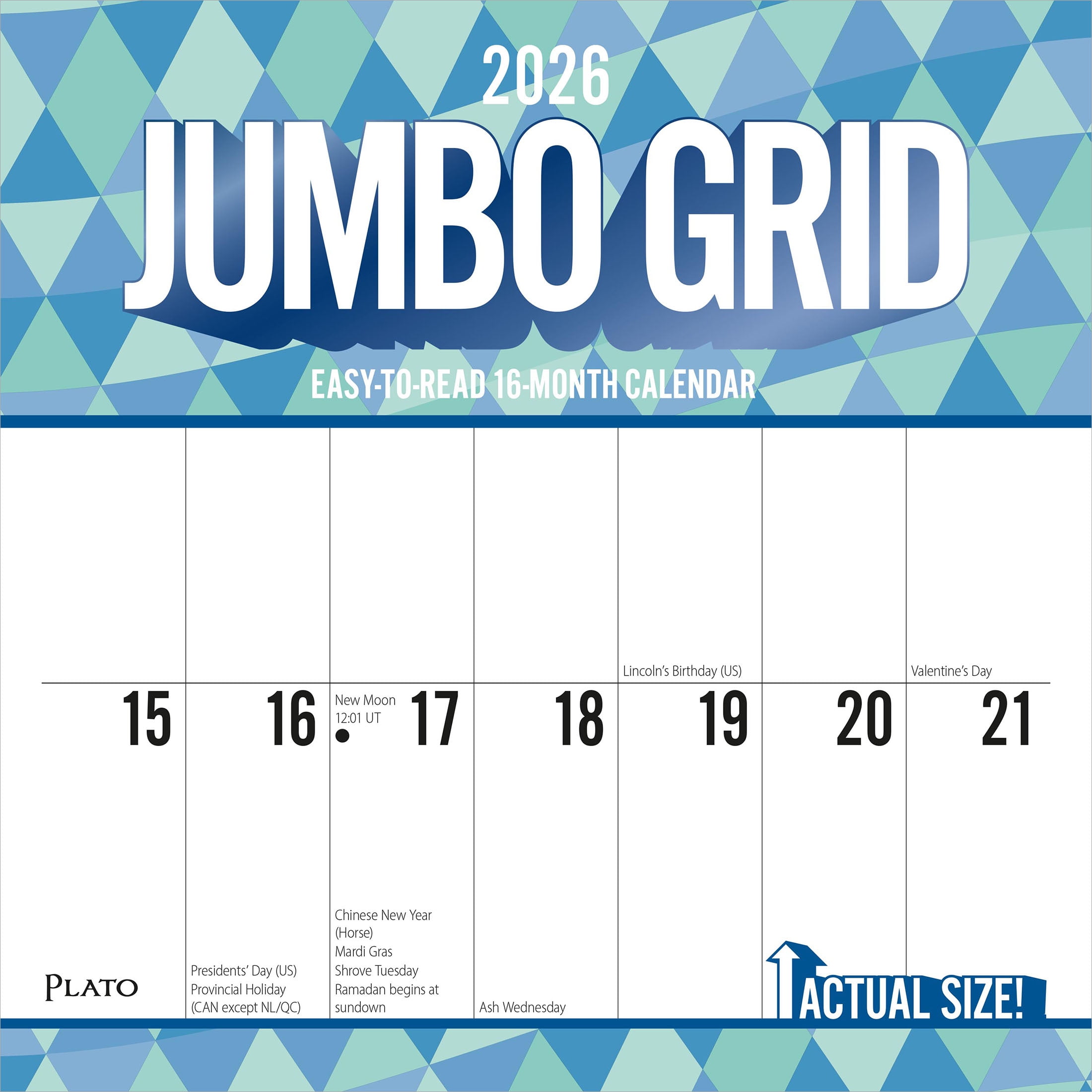 Jumbo Grid Large Print | 2026 12x24" (Hanging) Wall Calendar | Matte ...