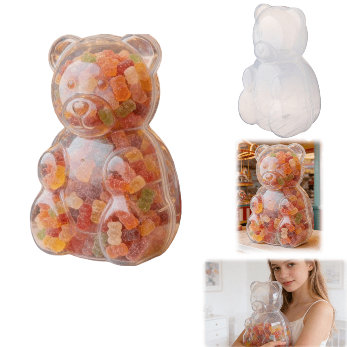 Jumbo Gummy Bear Gift Container - Clear Bear-Shaped Plastic Candy Box ...