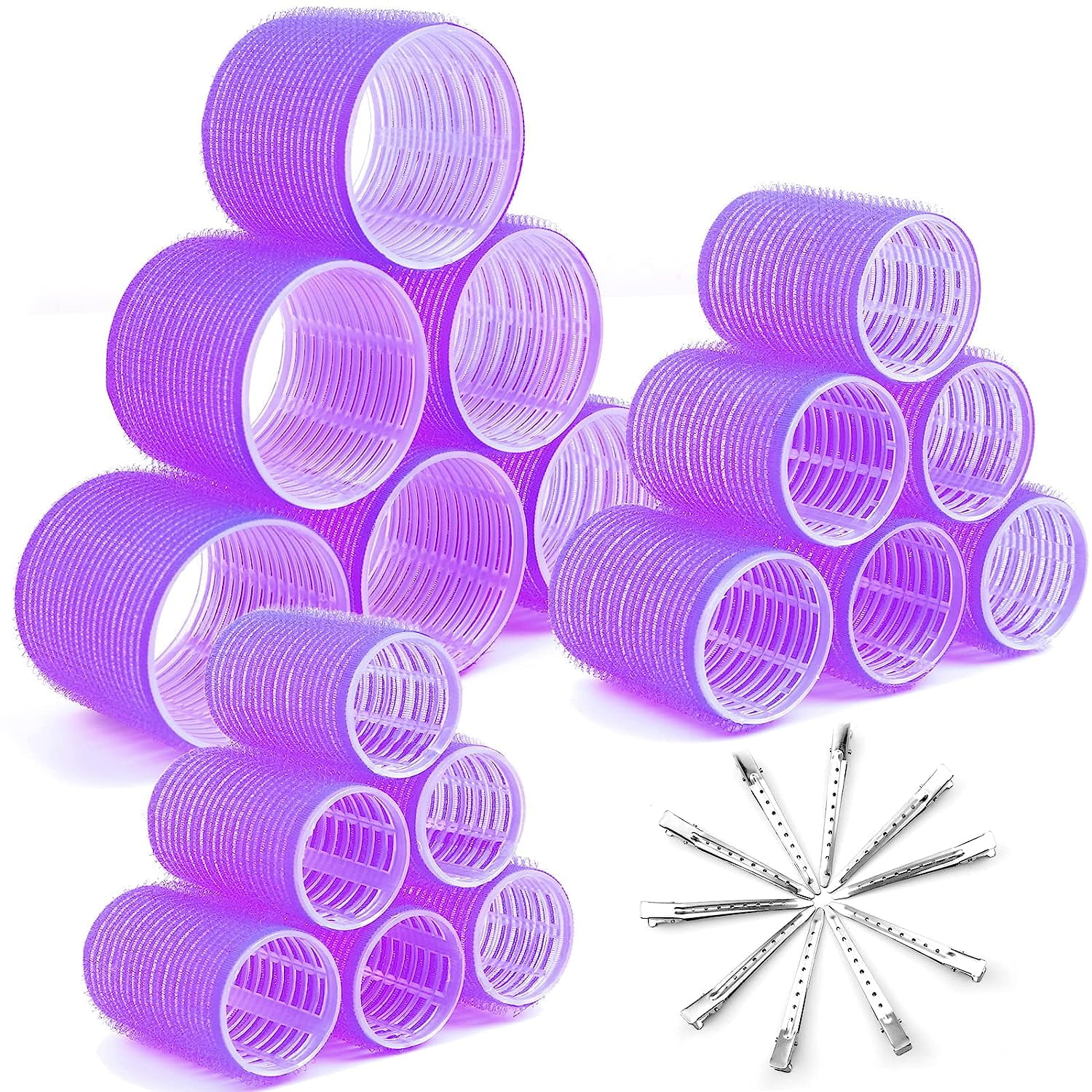 Jumbo Hair Curlers Rollers with Clips, 28 Pcs Big Rollers for Hair Set ...