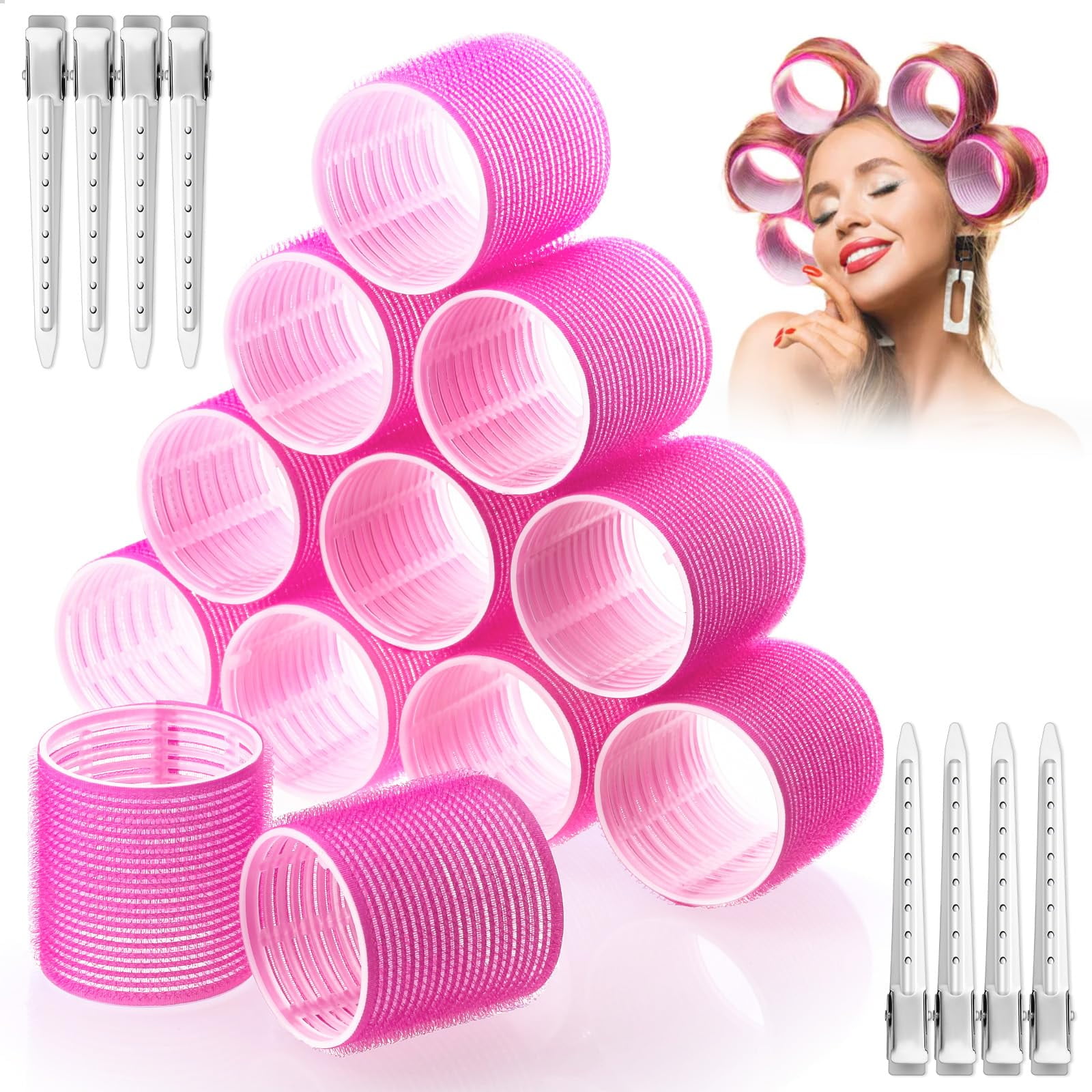 Jumbo Hair Curlers Rollers, TMA2 12Pcs 60mm Jumbo Hair Roller Curlers ...