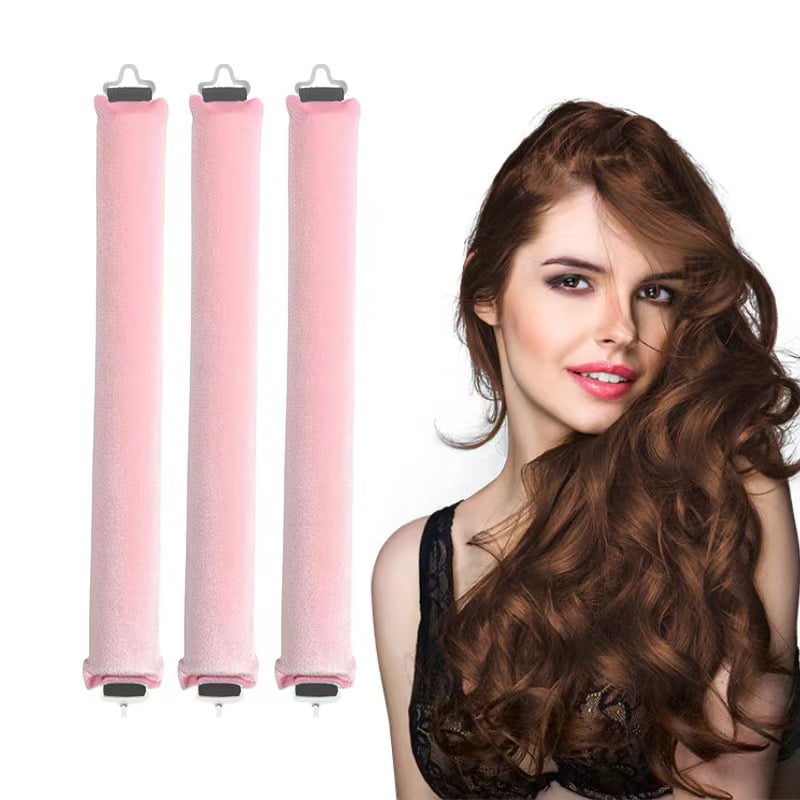 Jumbo Heatless Hair Curler, 3pcs Pink Satin Flexi Rods - Heatless Curls ...