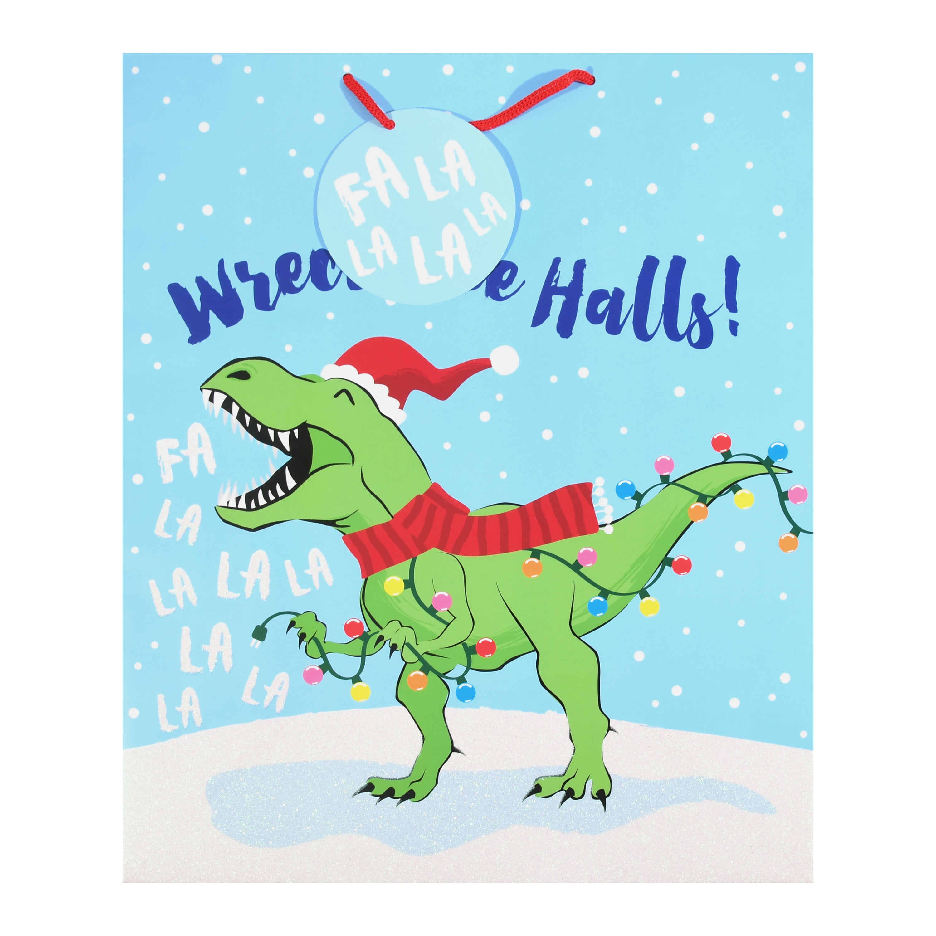Jumbo Holiday Time Multi Color Wreck the Halls Tyrannosaurus Rex Paper ...