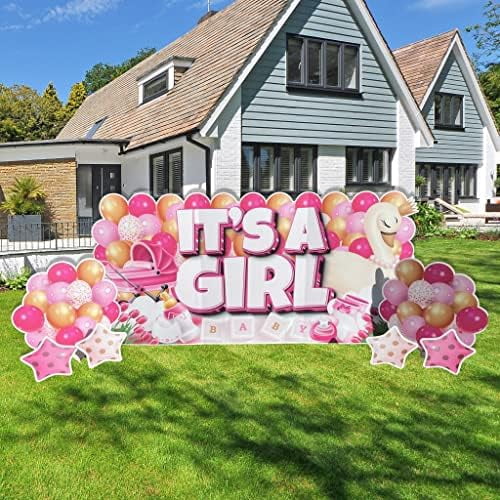 Jumbo It’s A Girl Pink Yard Signs with Stakes, 72x36 Inches, It's A ...