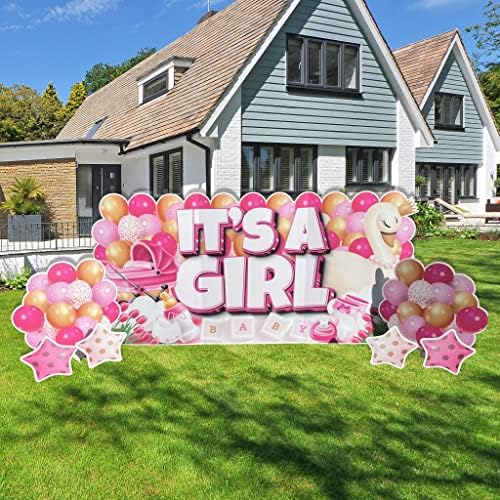 Jumbo It’s A Girl Pink Yard Signs with Stakes, 72x36 Inches, It's A ...