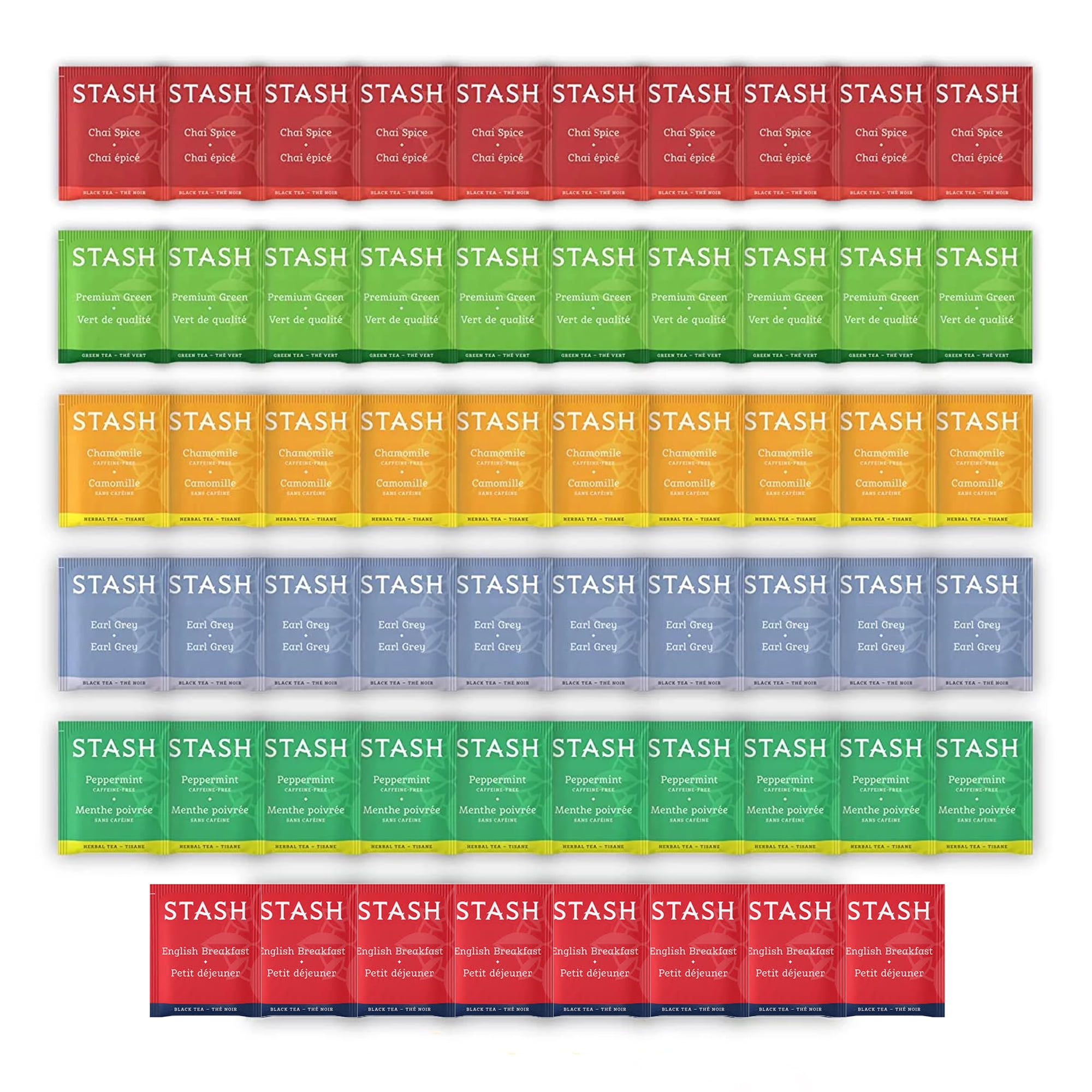 Jumbo Jumble Tea Bag Sampler Assortment Variety Pack (58 Count), Tea ...