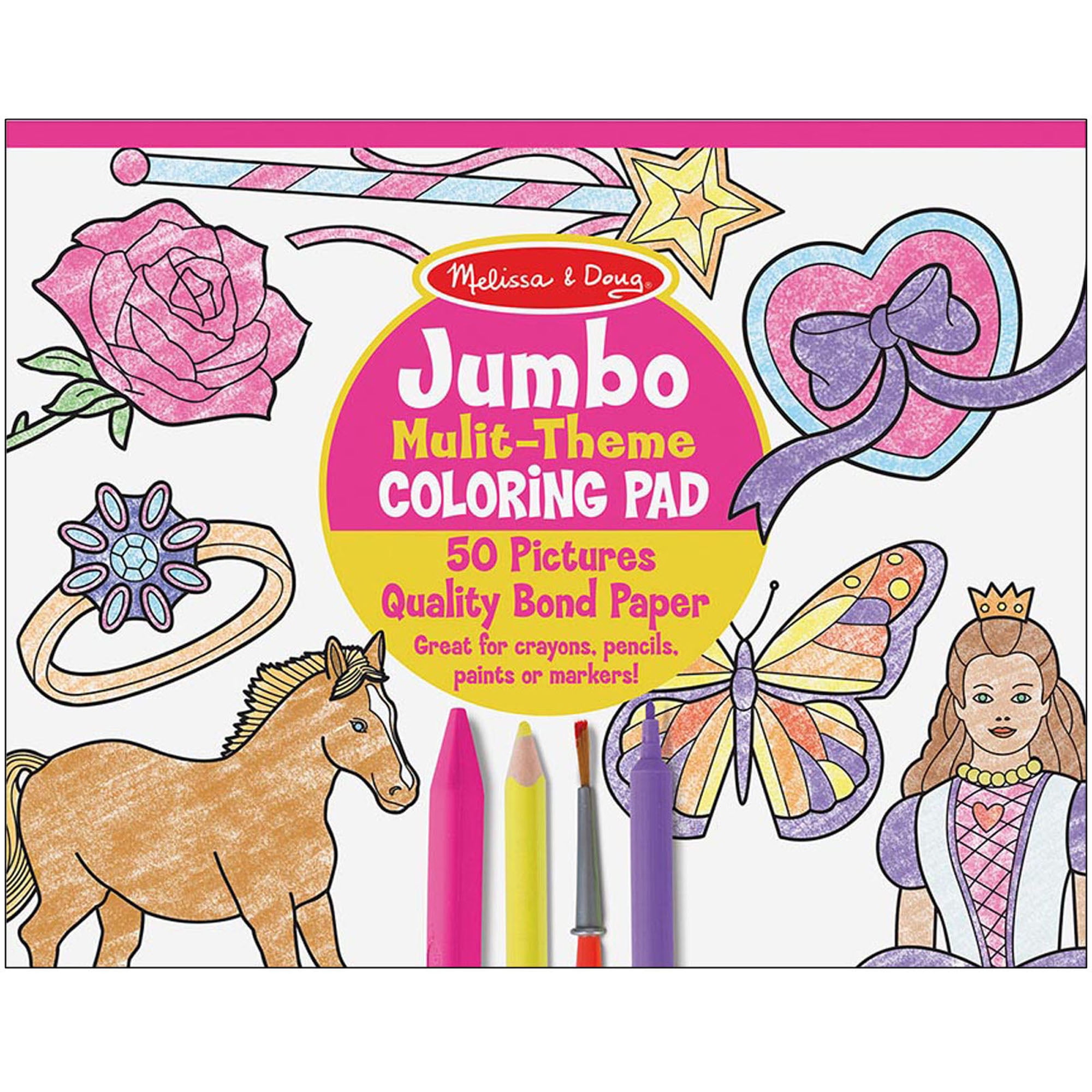 Jumbo Kids' Coloring Pad - Horses, Hearts, Flowers, and More, Pack of 5 ...