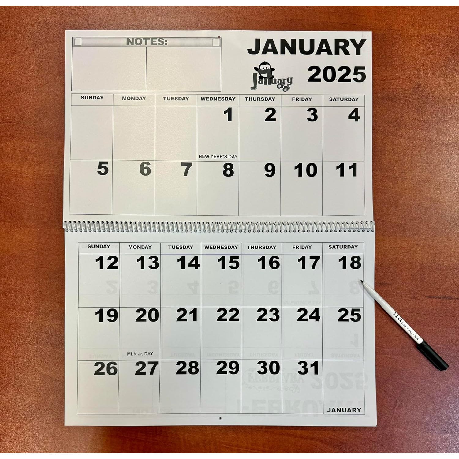 Jumbo Large Print Wall Calendar 2025 - Low Vision - Walmart.com