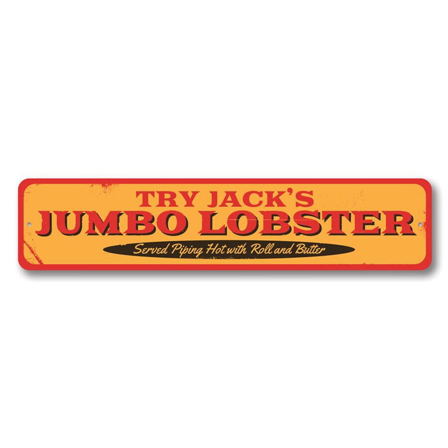 Jumbo Lobster Sign Seafood Restaurant Metal Wall Decor Size: 4 x 16 ...