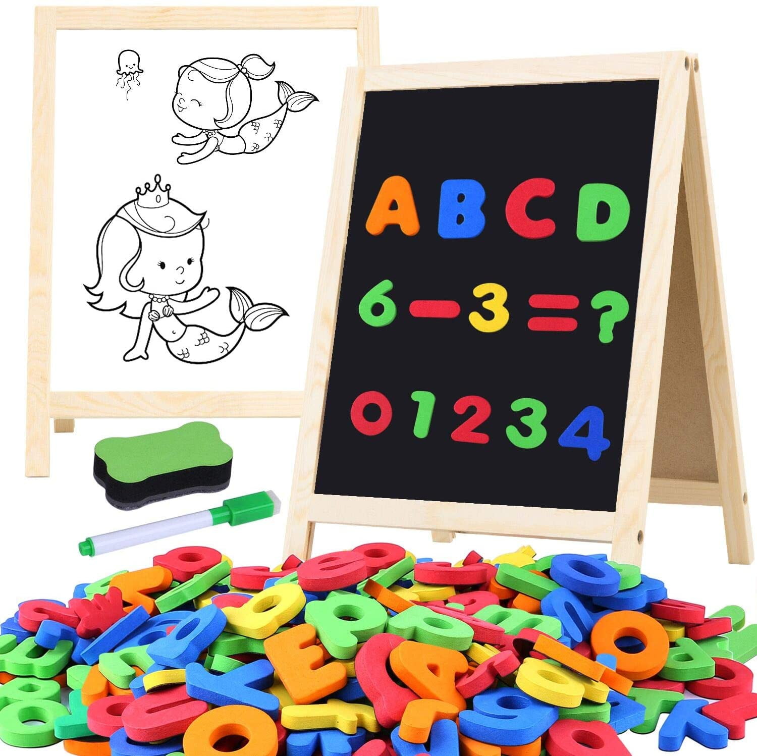 Jumbo Magnetic Letters and Numbers Set with Easel - ABC Alphabet ...