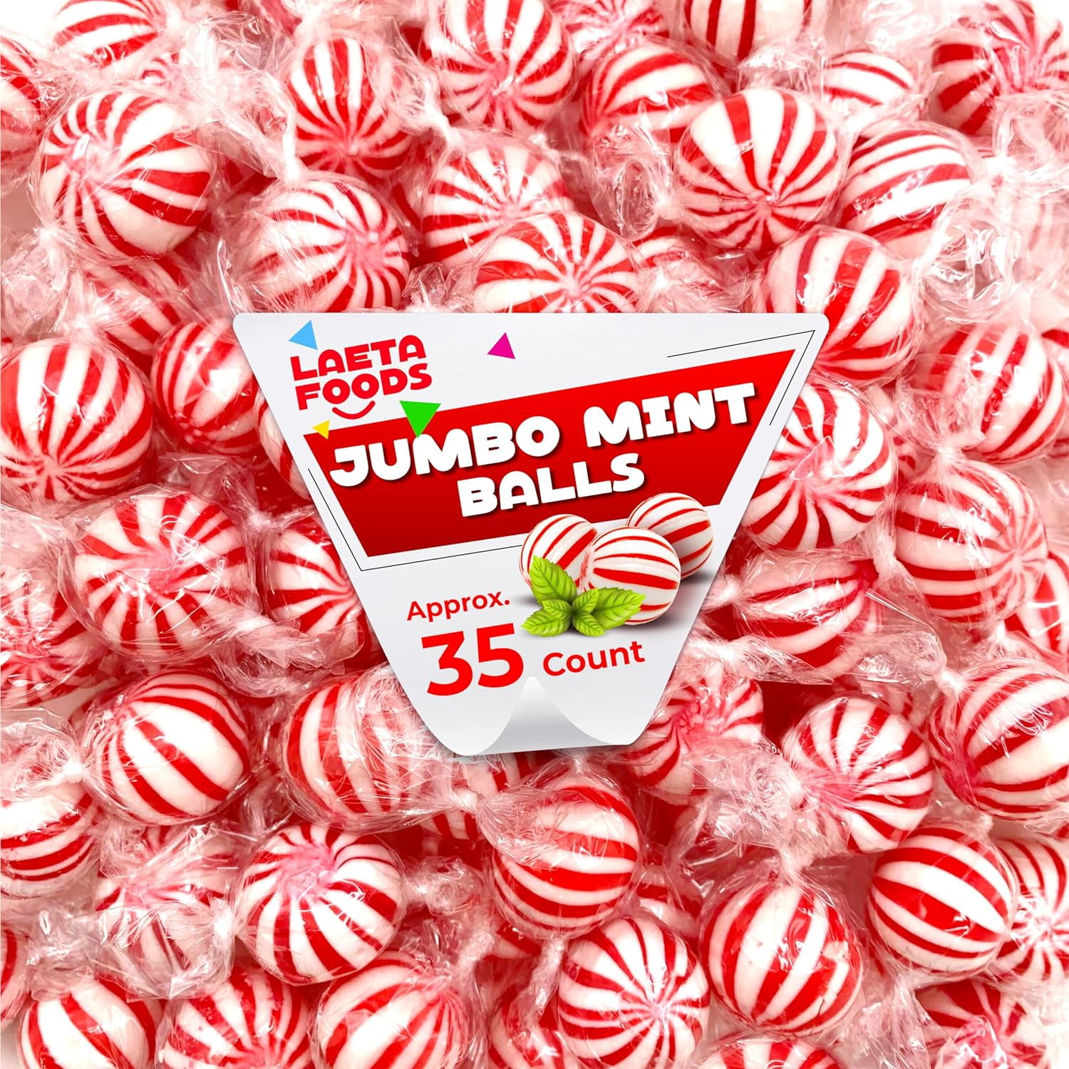 Jumbo Mint Balls Hard Candy, Individually Wrapped (2 Pound Bag - Approx ...