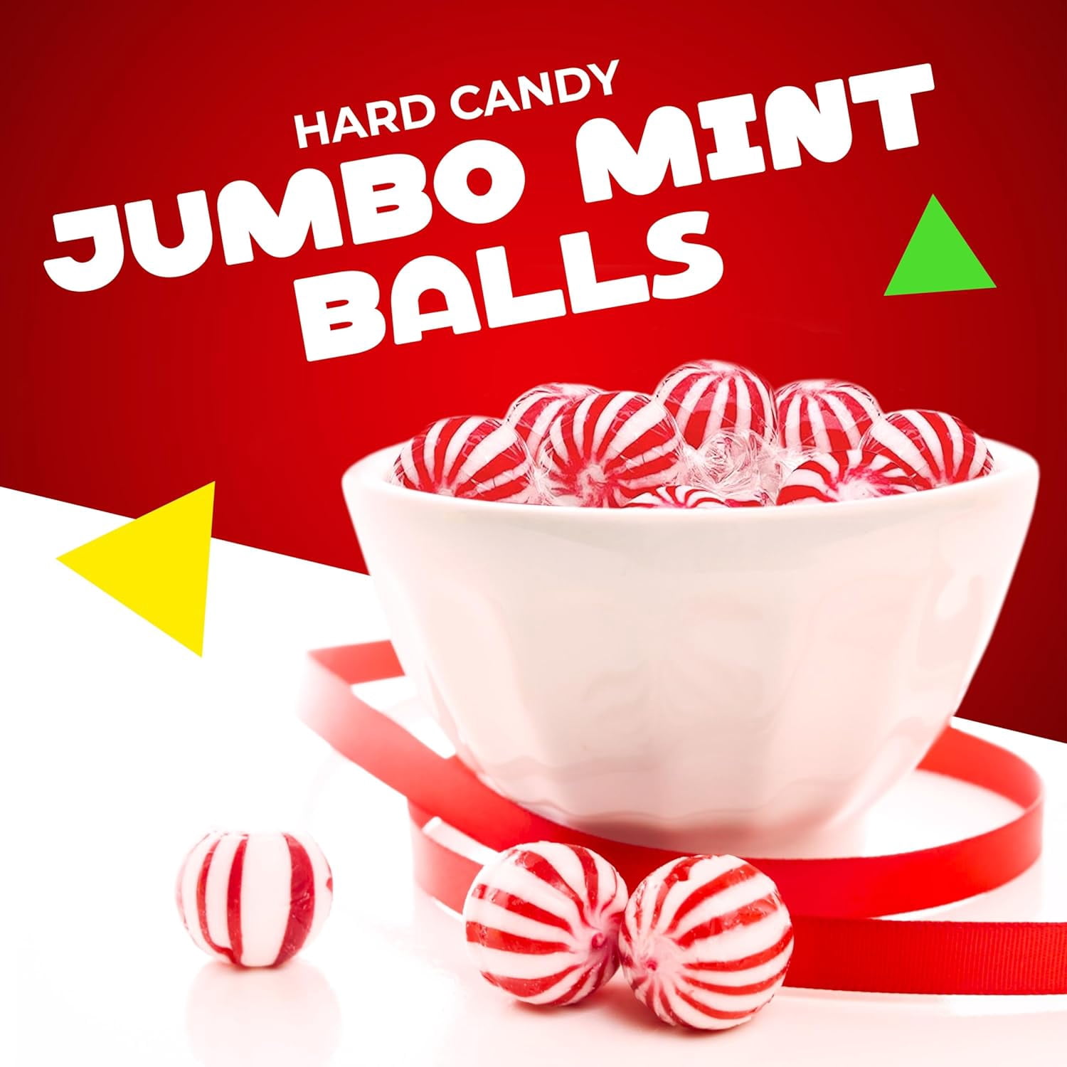 Jumbo Mint Balls Hard Candy, Individually Wrapped (2 Pound Bag - Approx ...