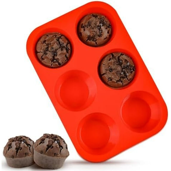 Jumbo Muffin Pan, 3.5 Inch Large Muffin Pan 6 Cup Silicone Jumbo ...