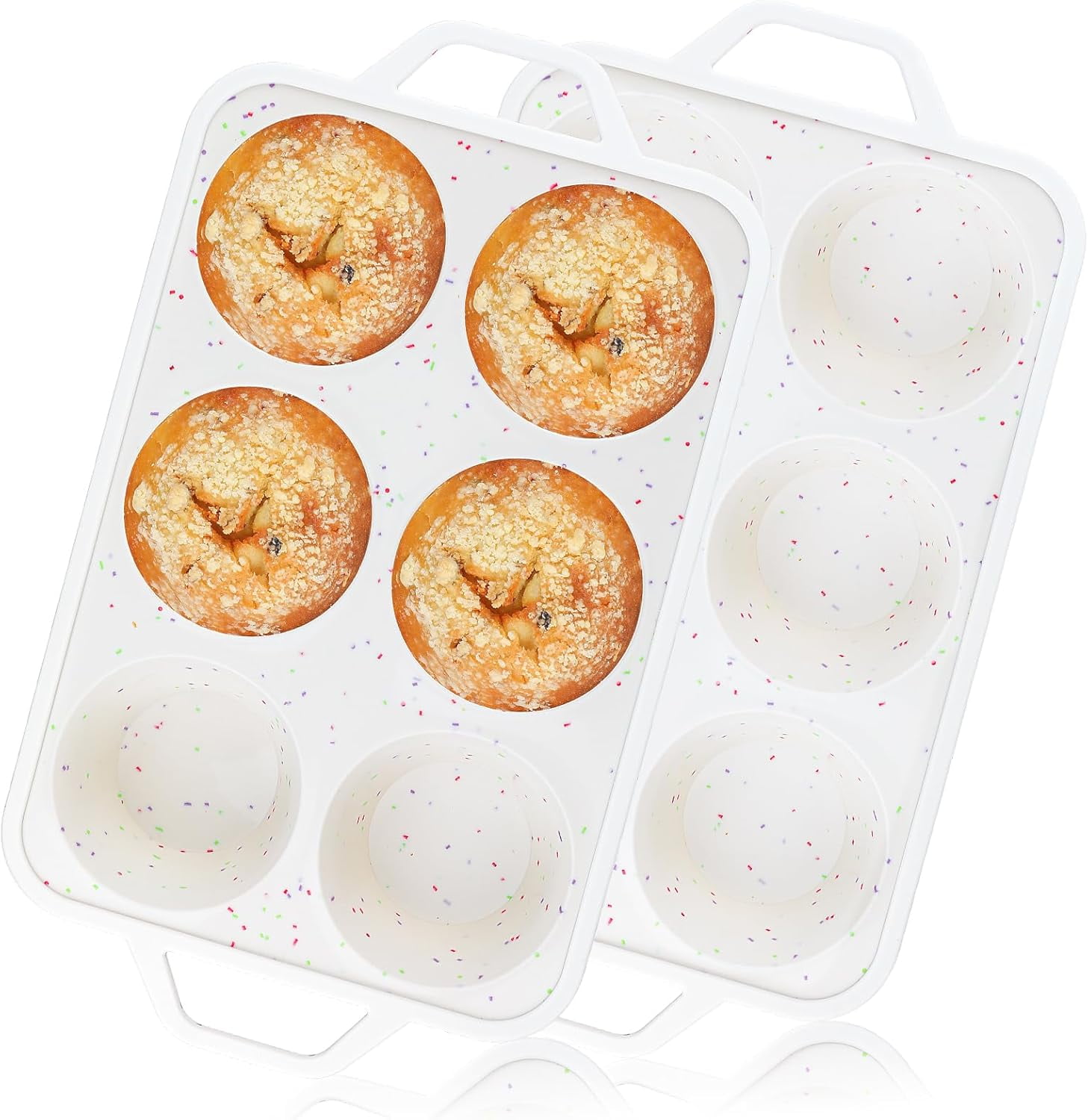 Jumbo Muffin Pan with Metal Reinforced Frame-2Pack, Silicone Cupcake ...