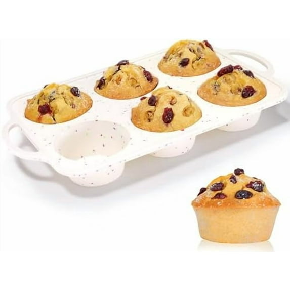 Jumbo Muffin Pan, Metal Reinforced Frame 3.5 inch Large Silicone ...