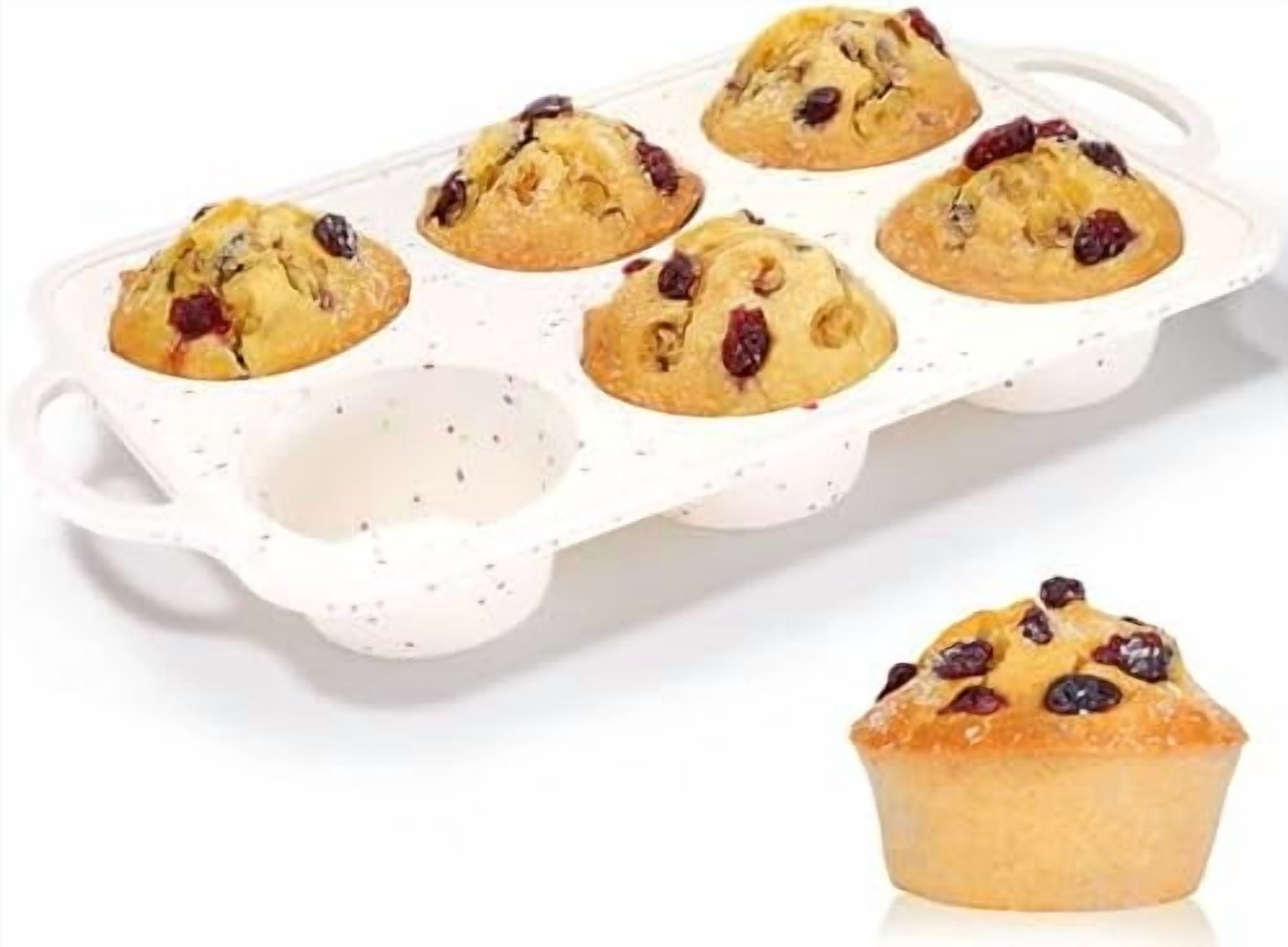 Jumbo Muffin Pan, Metal Reinforced Frame 3.5 inch Large Silicone ...