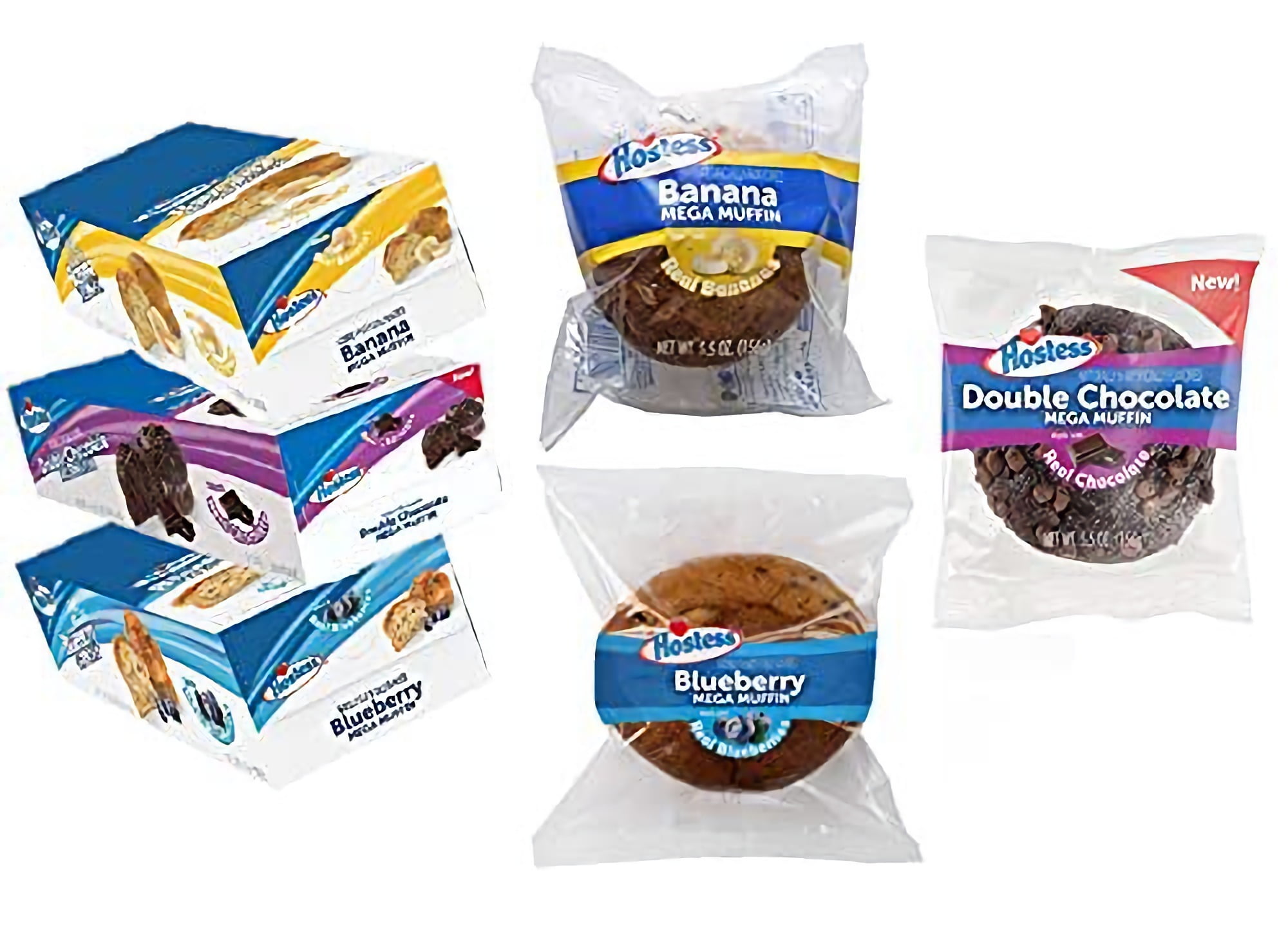 Hostess Jumbo Muffins Variety Pack | Blueberry, Banana, Double ...