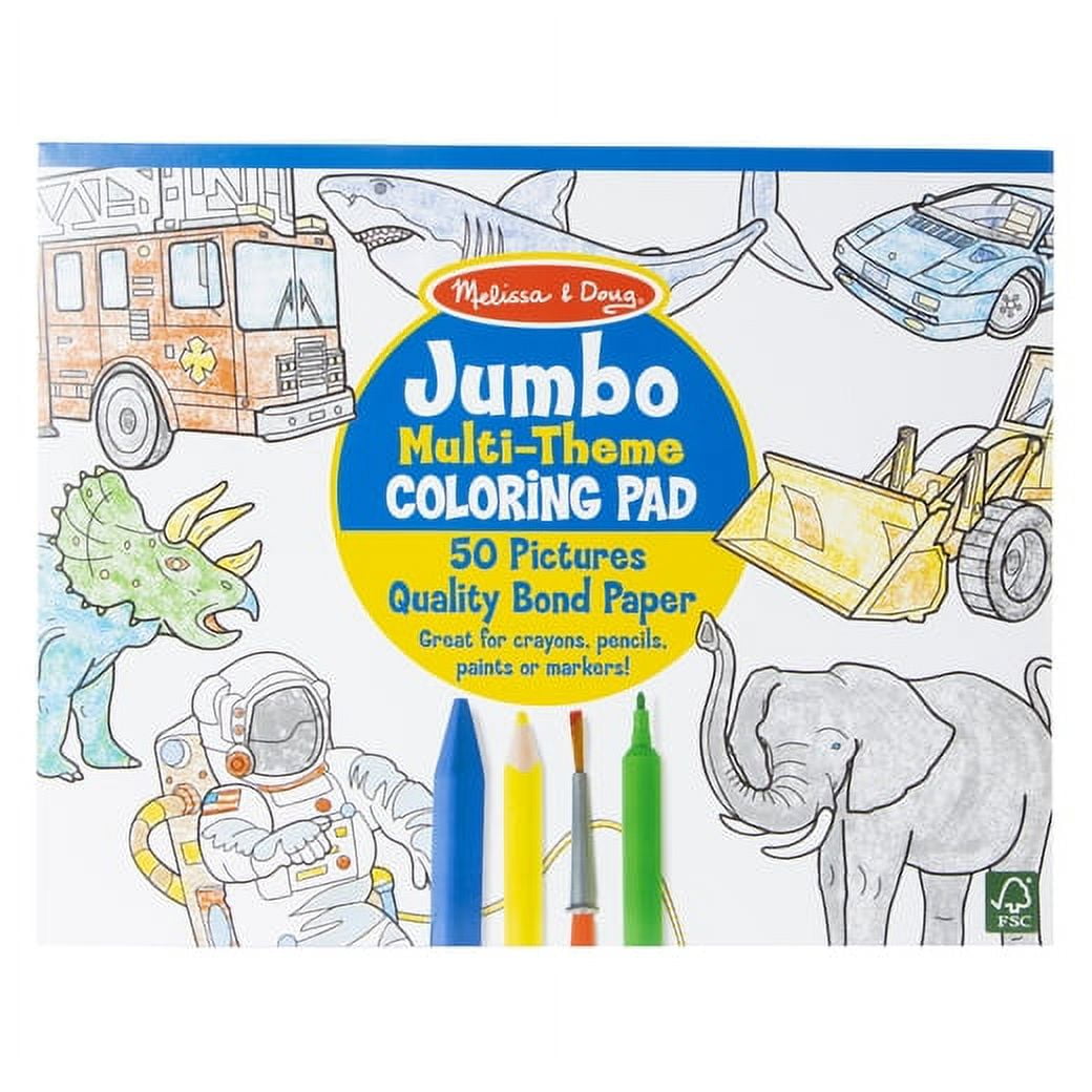 Jumbo Multi-Theme Coloring Pad with 50 Pictures (11inch X 14inch ...