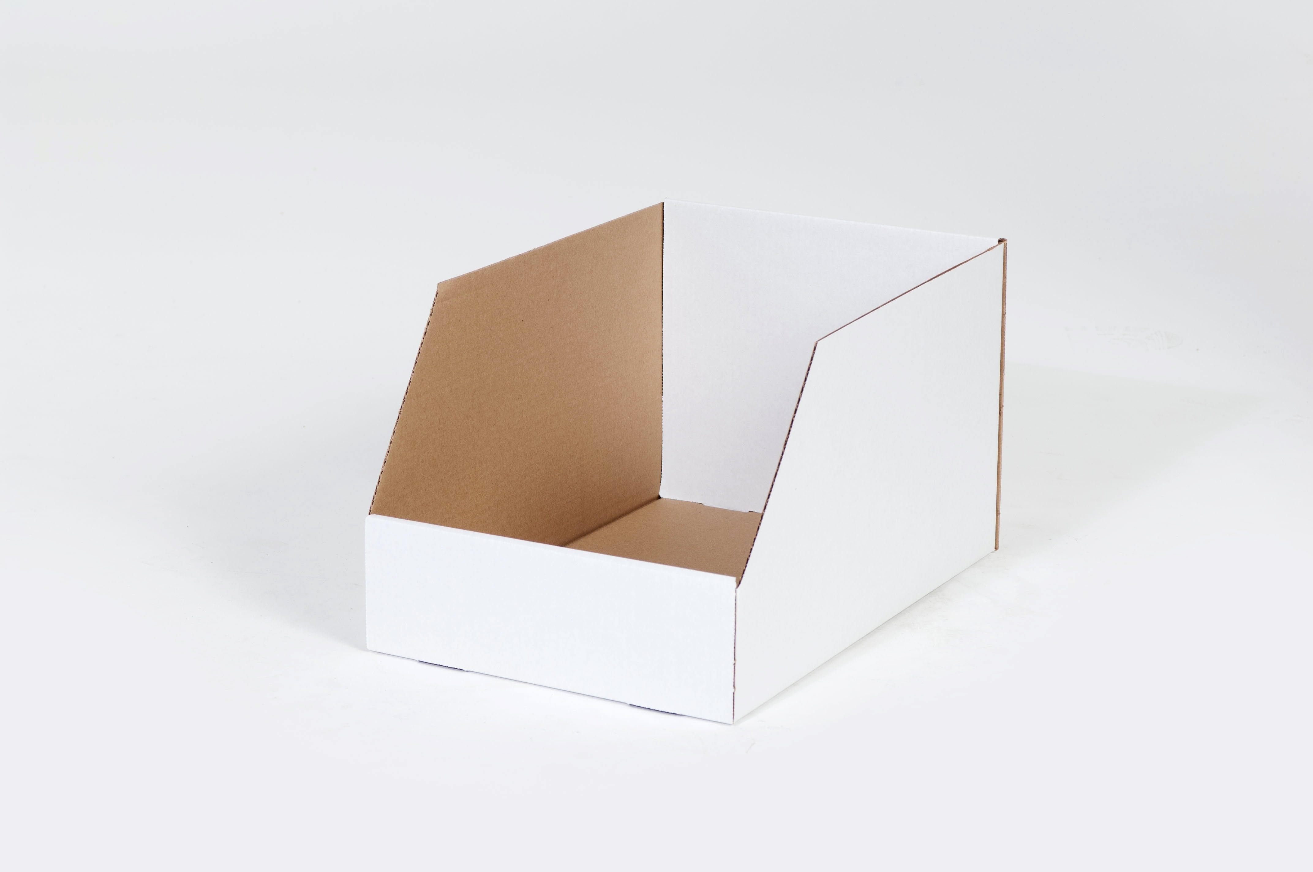 Jumbo Open Top Bin Boxes 10 x 12 x 8" White Durable One-Piece ...