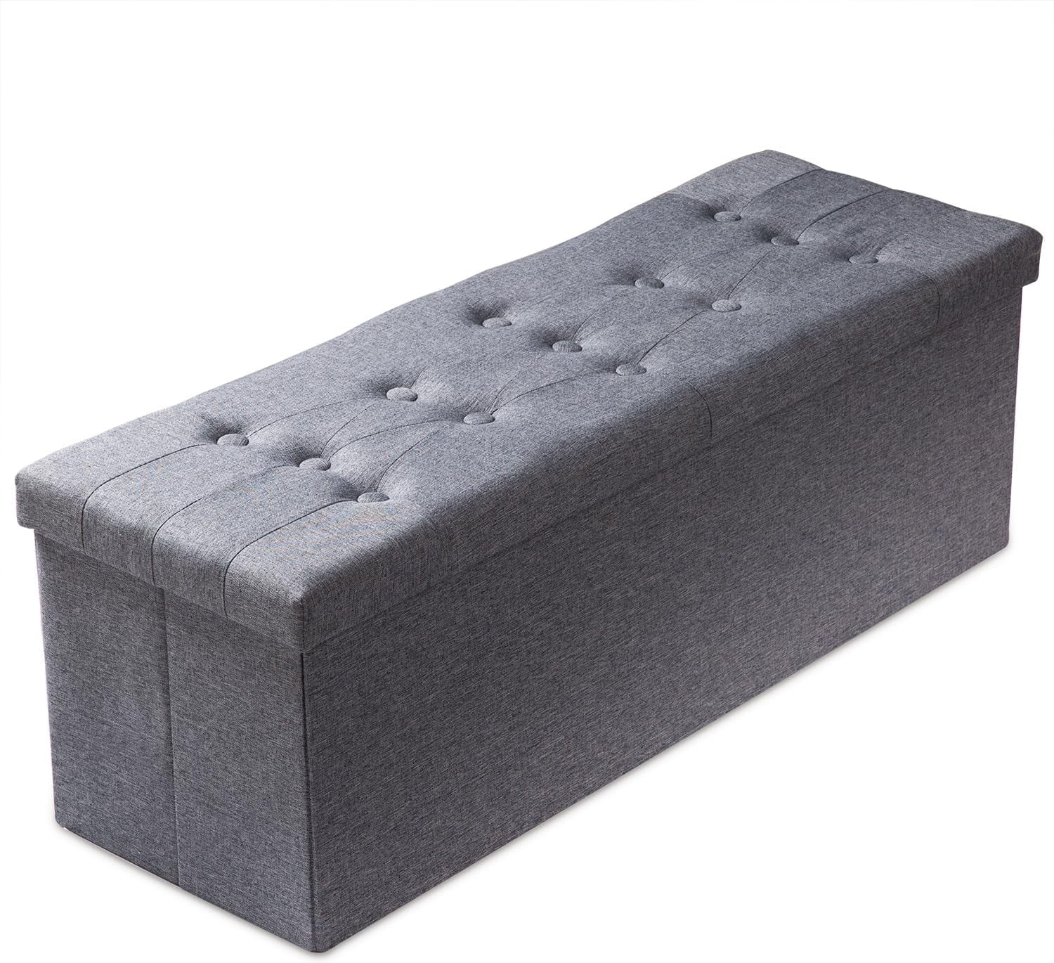 Jumbo Ottoman with Storage [1-Pack] Linen Folding Small Square Foot ...