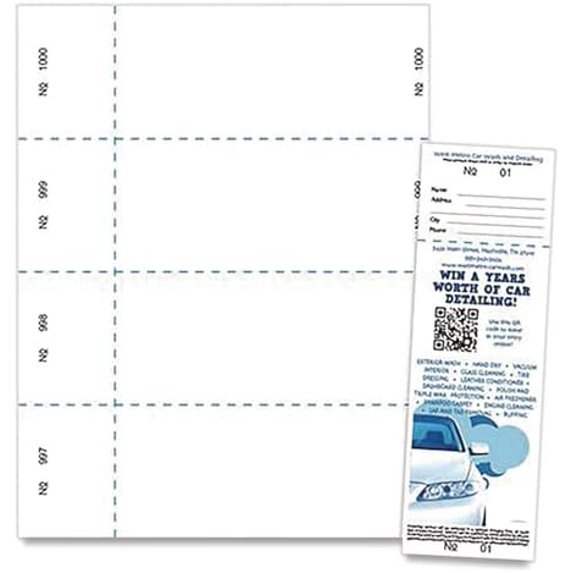 Jumbo -Perforated Event/Raffle Ticket, 90 lb Index Weight, 8.5 x 11 ...